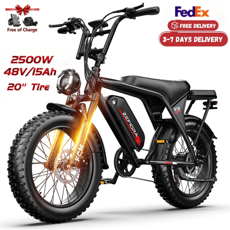 ZEFIORA 2500W Peak 20" Fat Tire Electric Bike | 48V 15Ah Removable ...