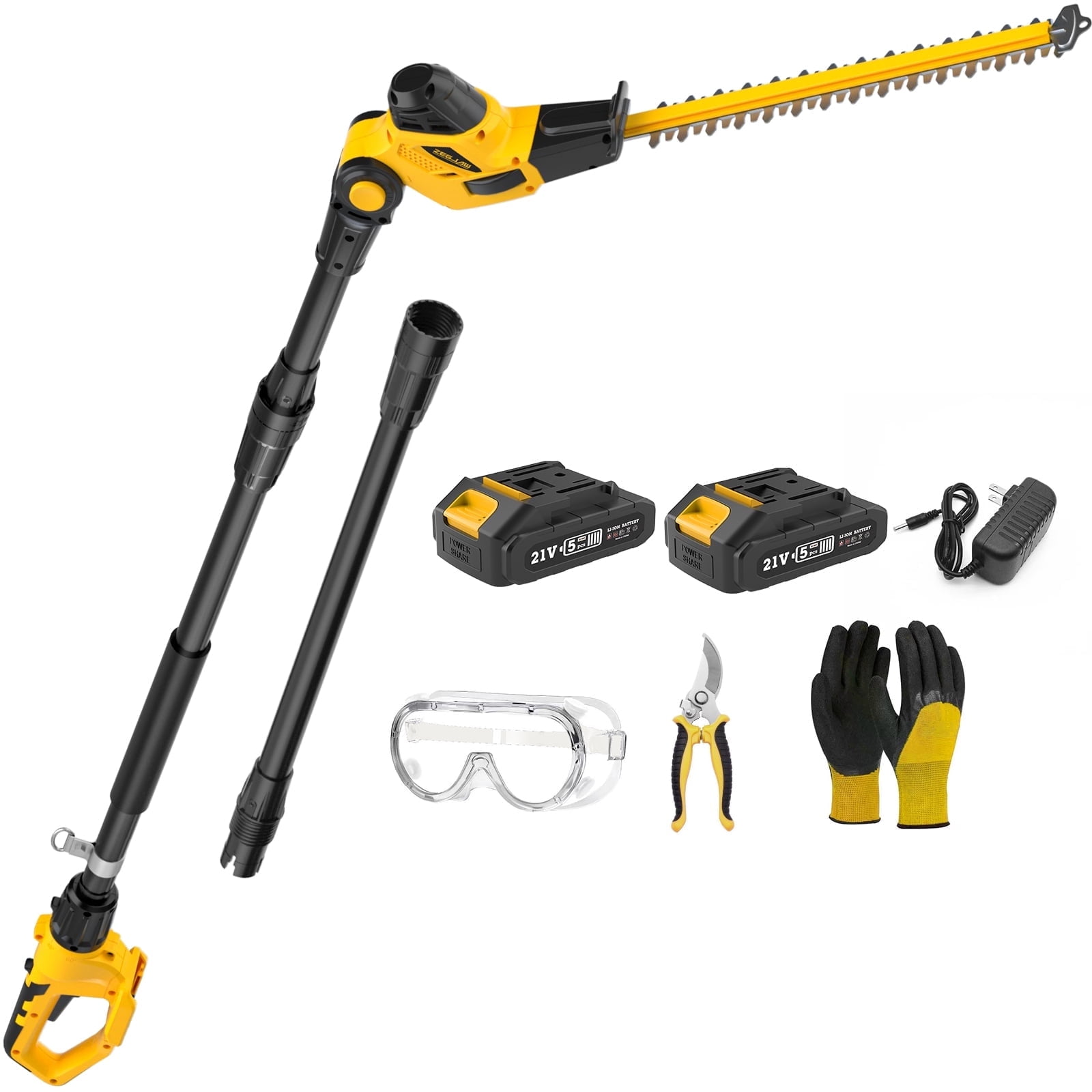 ZEGJAW Pole Hedge Trimmer Cordless, 9-Feet Reach Power Hedge Trimmer ...
