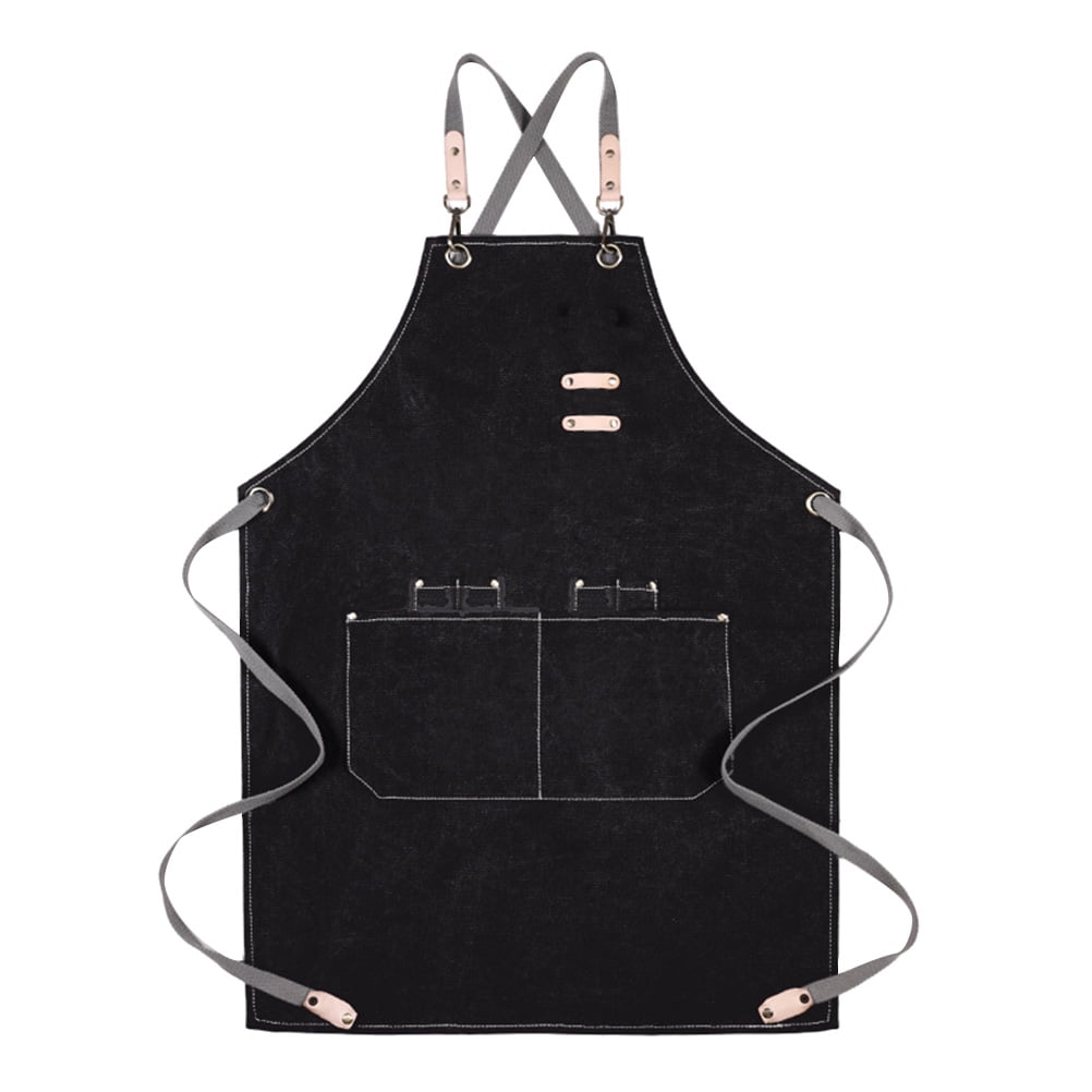 ZEHUANYU Barista Canvas Apron Halter Adjustable Serving Aprons with ...
