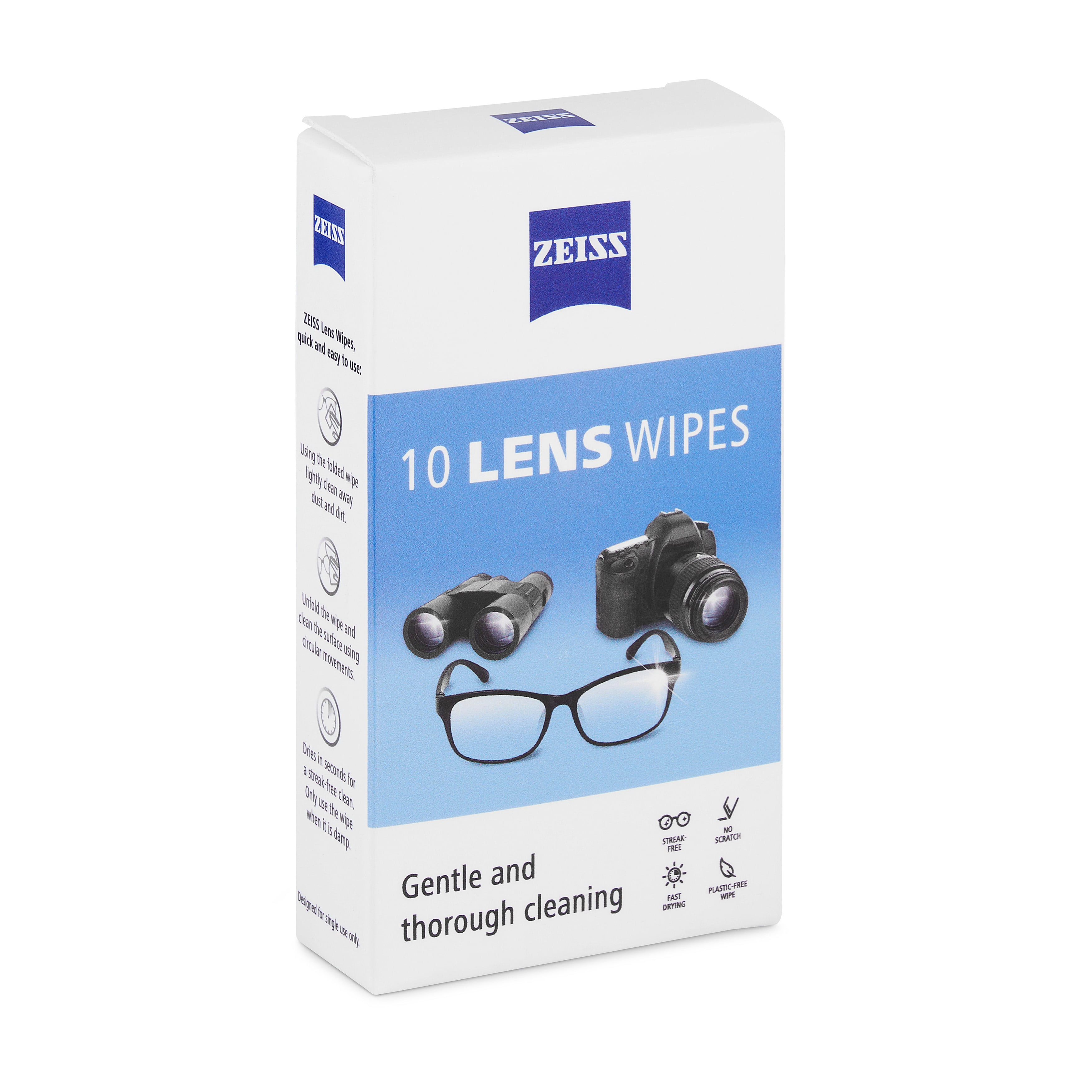 ZEISS Gentle and Thorough Cleaning Eyeglass Lens Cleaner Wipes, 10 ...