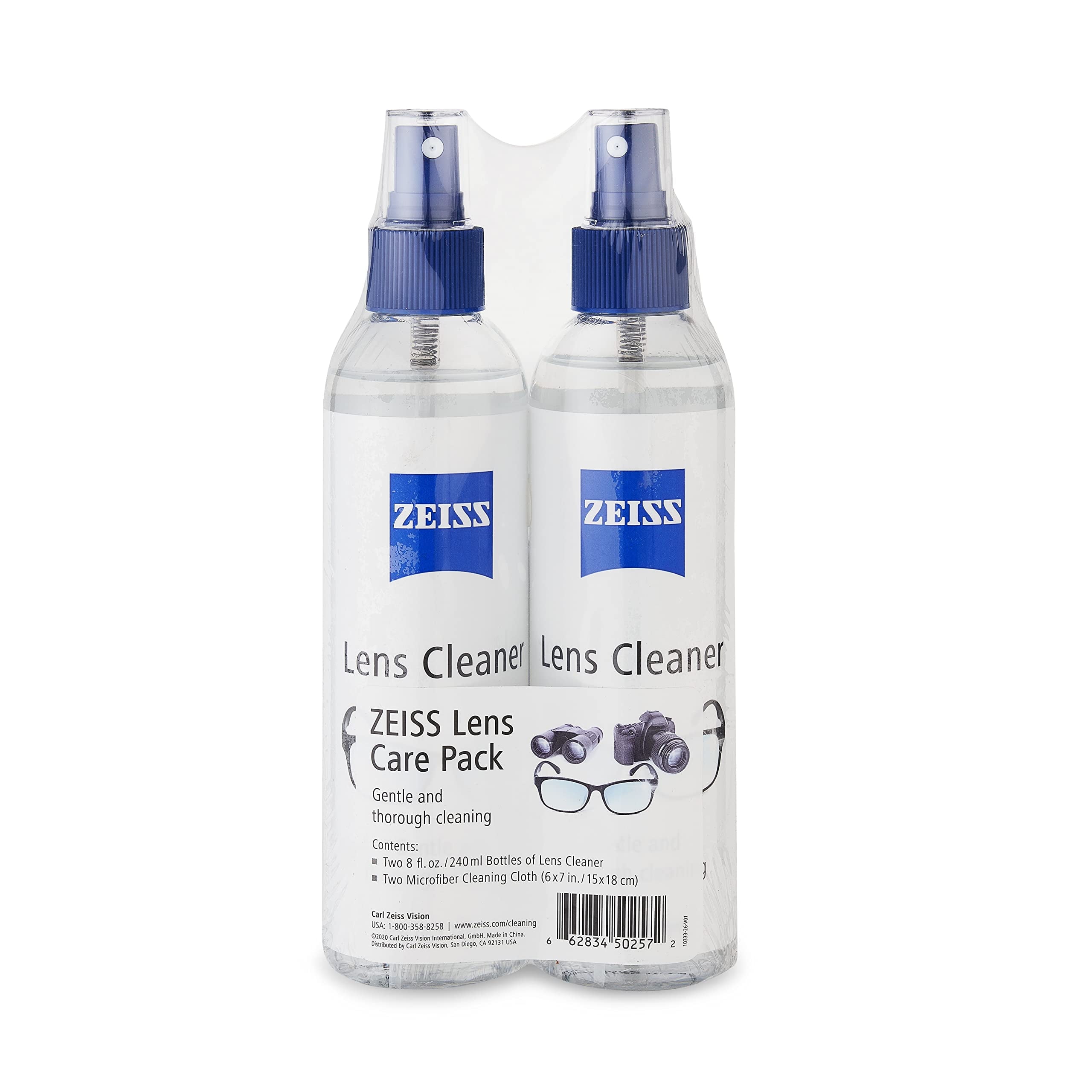ZEISS Lens Care Pack - 2-8 Ounce Bottles of Lens Spray, 2 Microfiber ...