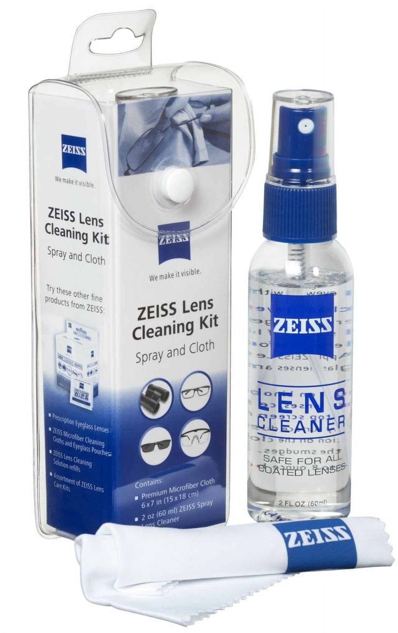 ZEISS, Lens Cleaning Kit, 2Oz Spray, Microfiber Cloth + 10 Wipes ...