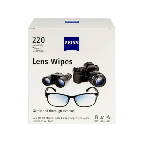 ZEISS Pre-Moistened Lens Wipes, 220 Count, Individually Wrapped for ...