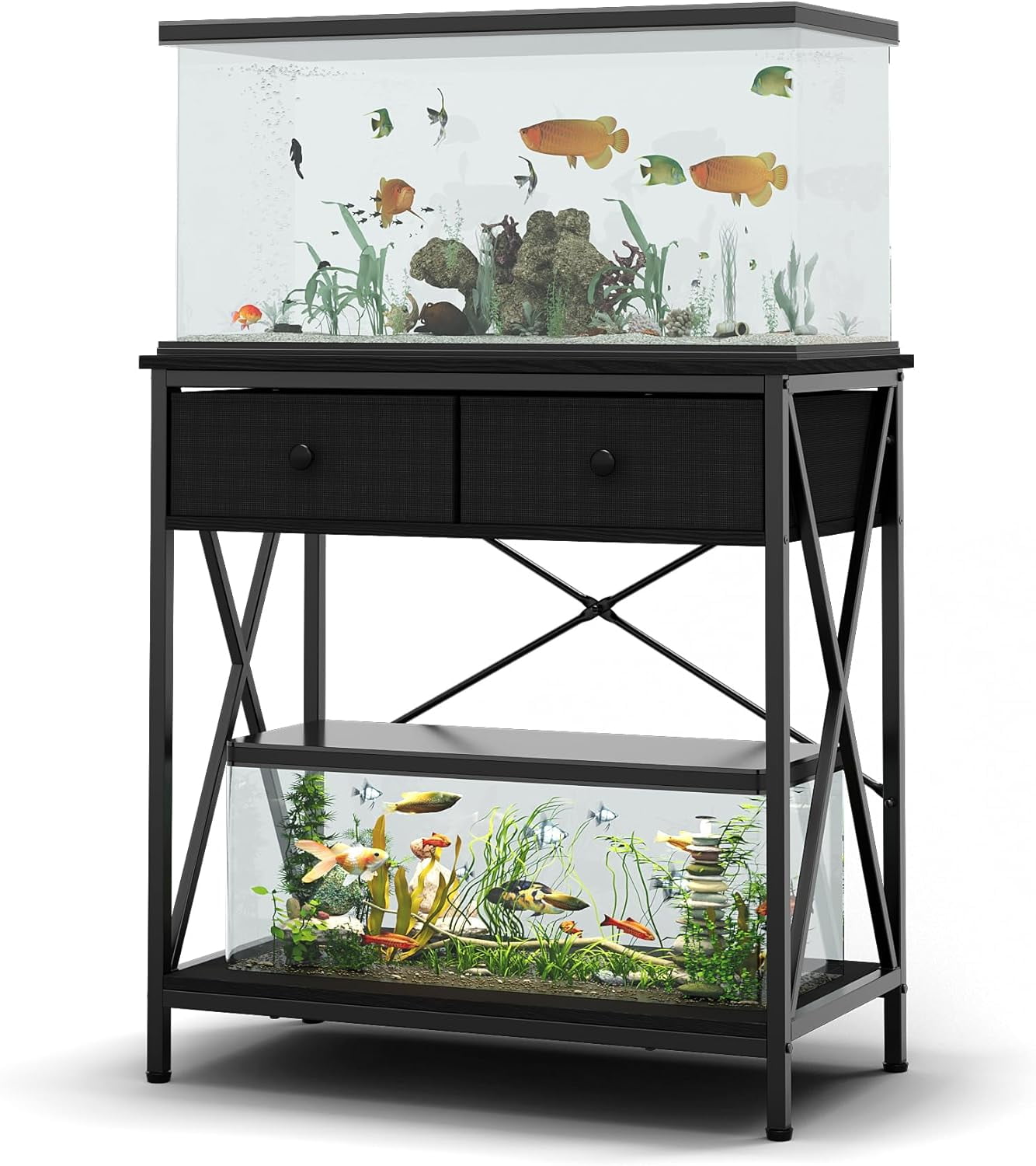 ZEKOO 29 Gallon Aquarium Stand,Metal Fish Tank Stand With Drawers ...