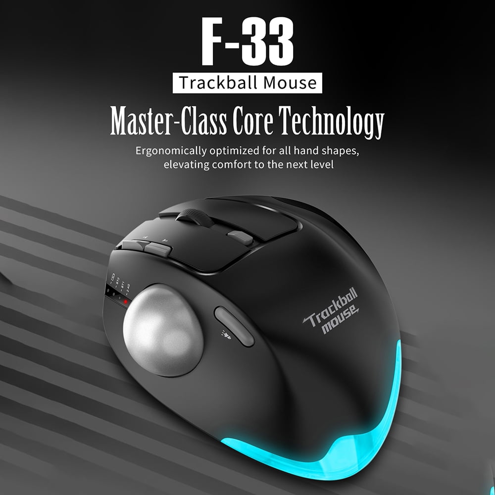 For ZELOTES F-33 Trackball Mouse Wireless Triple Mode BT For 2D/3D ...