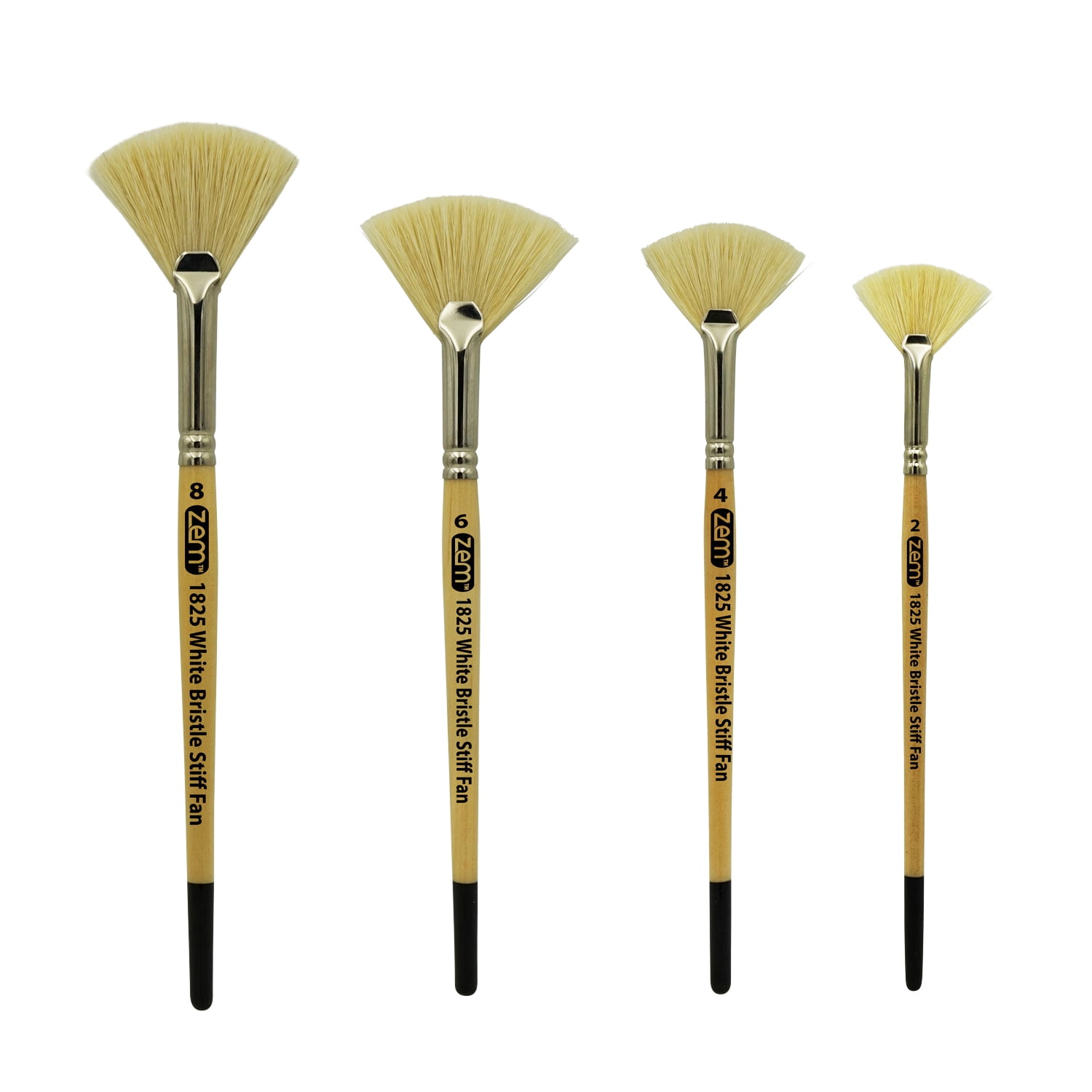 ZEM Brush Mfg Professional White Bristle Stiff Fan Artist Paint Brush ...