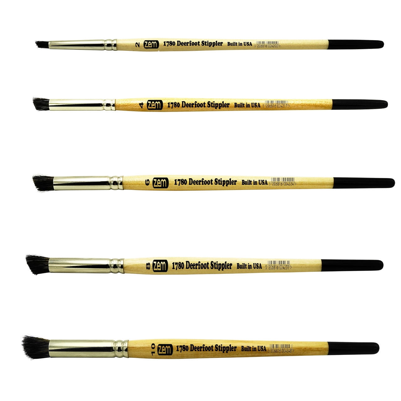 ZEM Brush Mfg Deerfoot Artist Painter Texture Brush Set, Stippler ...