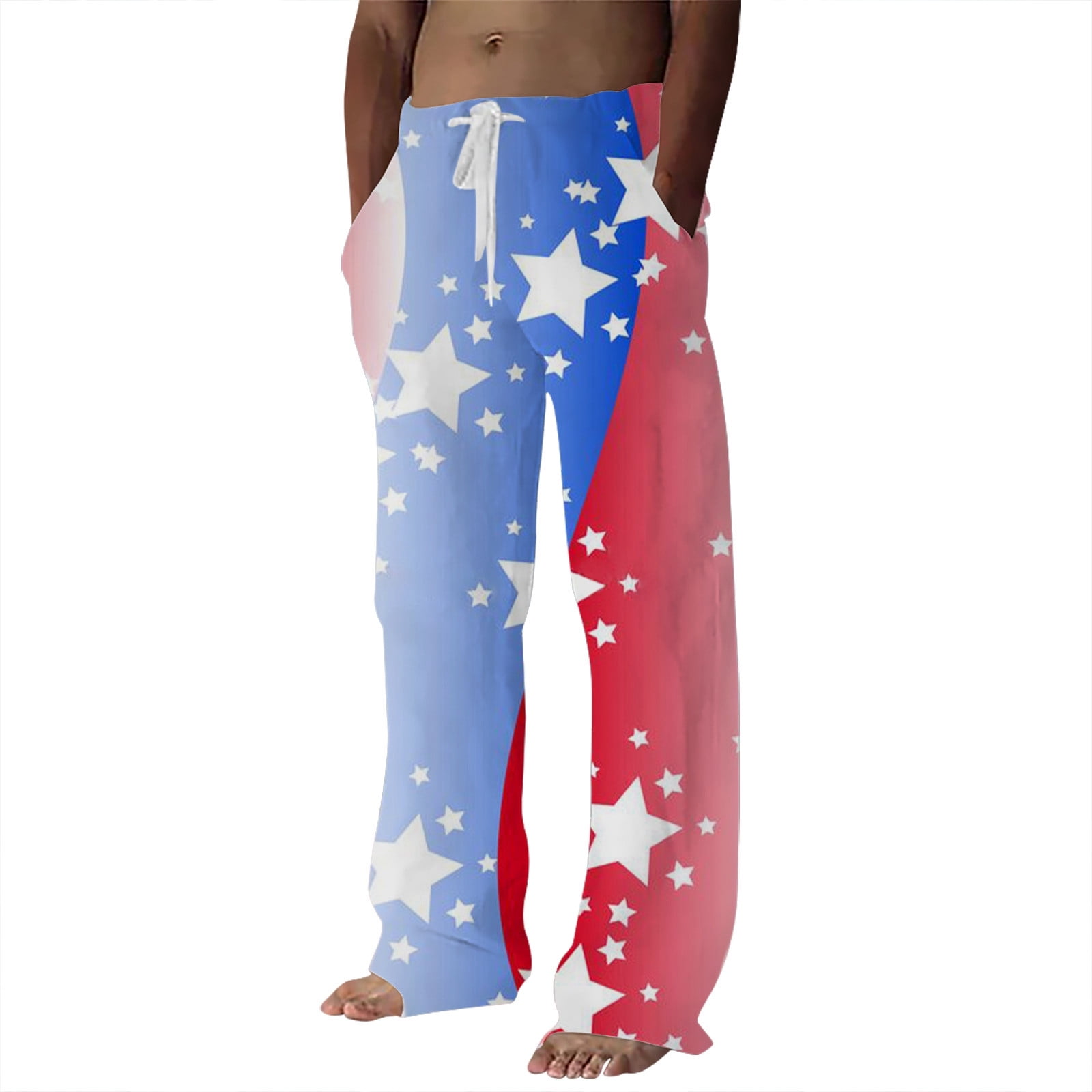 Zemikanior Linen Pants Men All Seasons Fashion Independence Day Theme