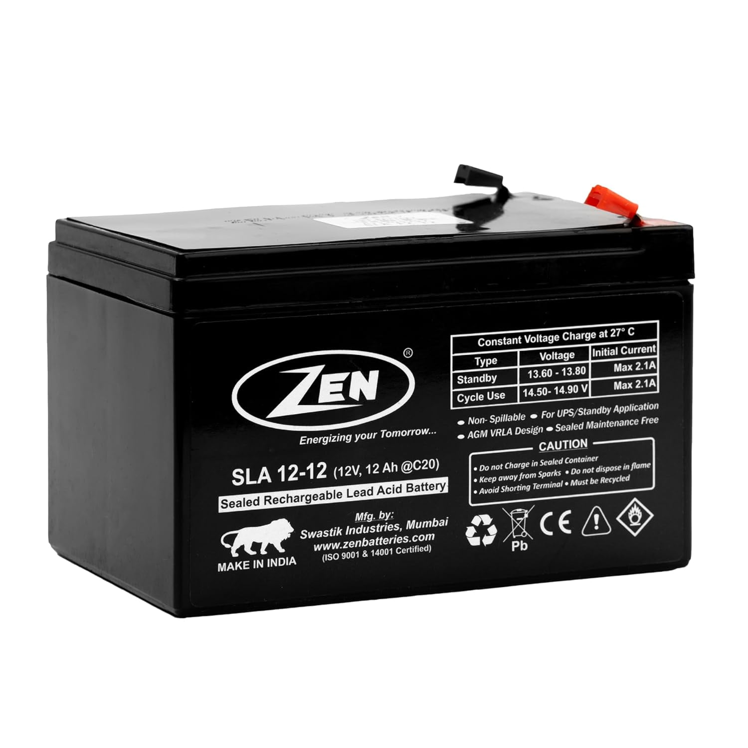ZEN 12 Volt 12Ah SMF VRLA Rechargeable Battery Reliable Power Solution ...