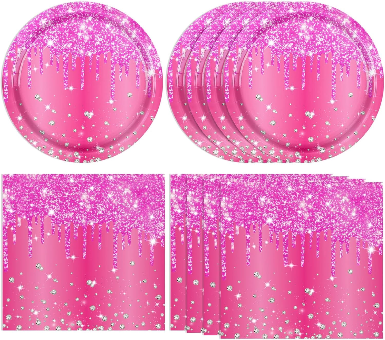 ZEN 40 PCS Hot Pink Happy Birthday Decorations - Rose Pink Party ...