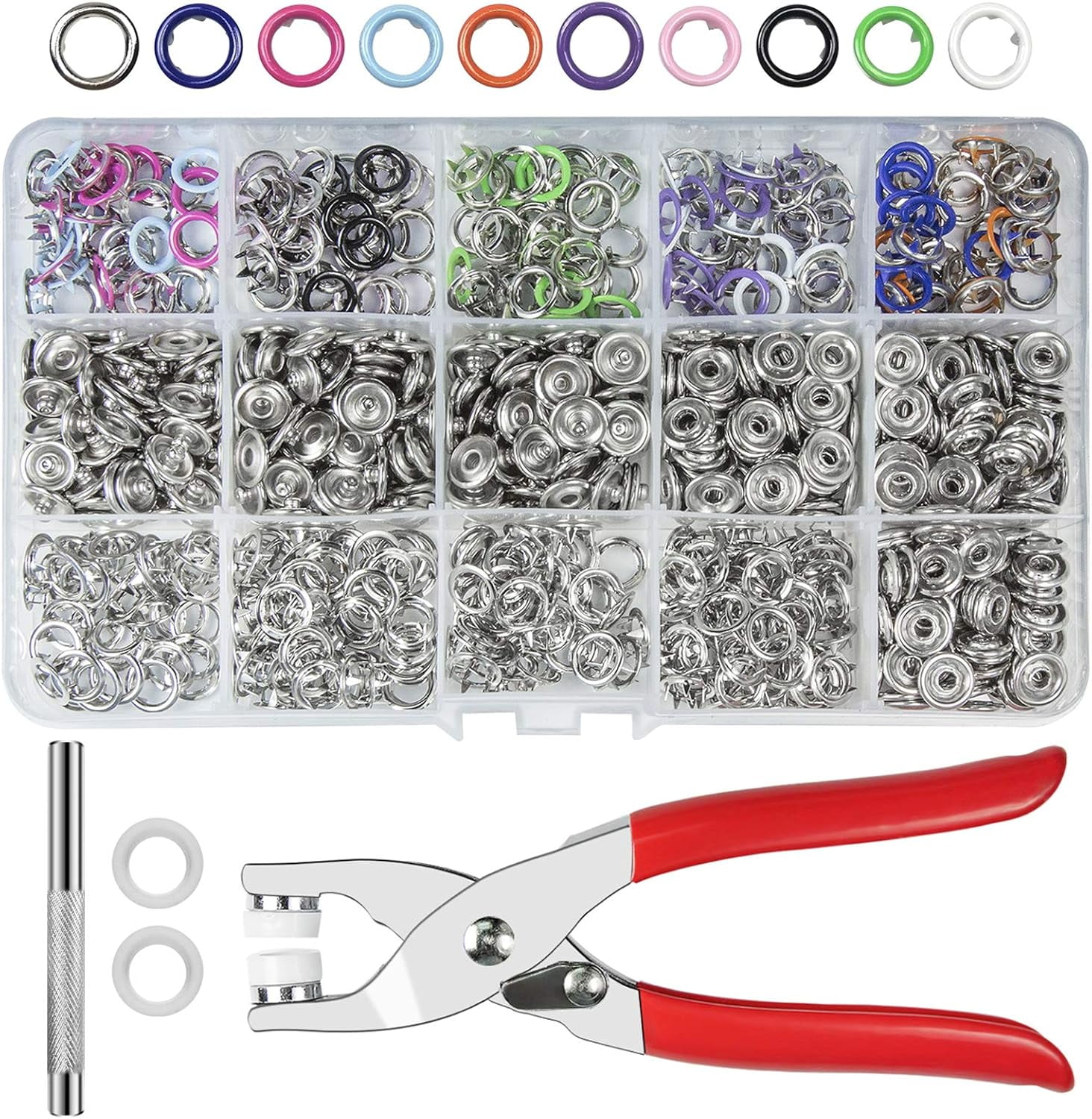 ZEN Craftsmanship DIY 200 Sets Metal Snaps Buttons with Fastener Pliers ...