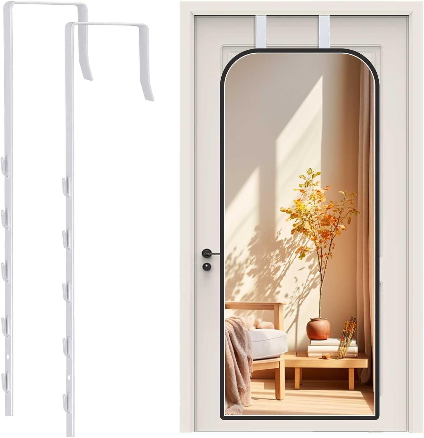 ZEN Over-The-Door Mirror Hanger, Adjustable Door Mirrors Hanger Set ...