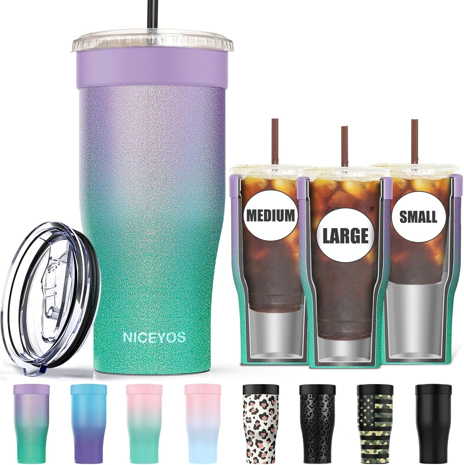 ZEN Universal Iced Coffee Sleeve - Upgraded Double Wall Reusable ...