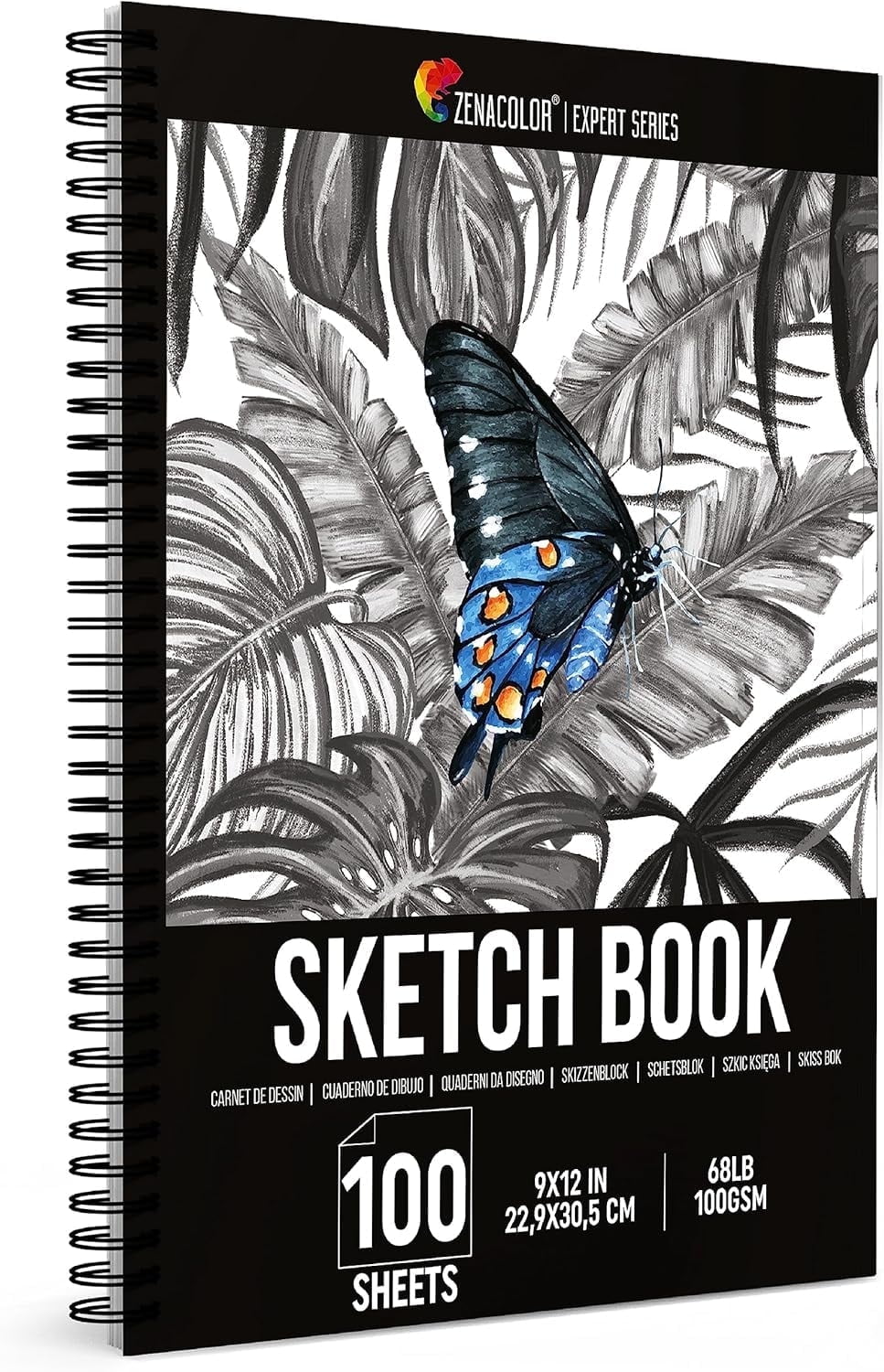 Zenacolor 9"x12" 100-Sheet Professional Sketch Book - Spiral Bound ...
