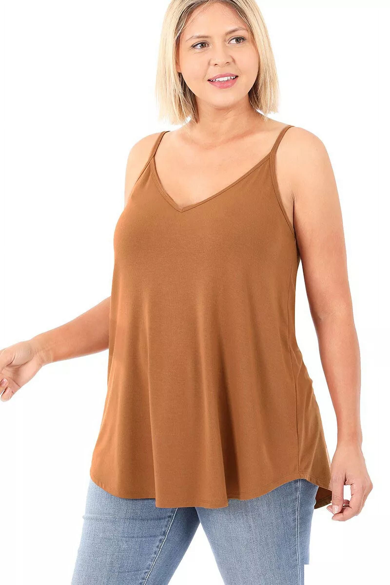 (ZENANA) Front-Back Reversible (Vneck-ScoopNeck Reversible) Spaghetti ...