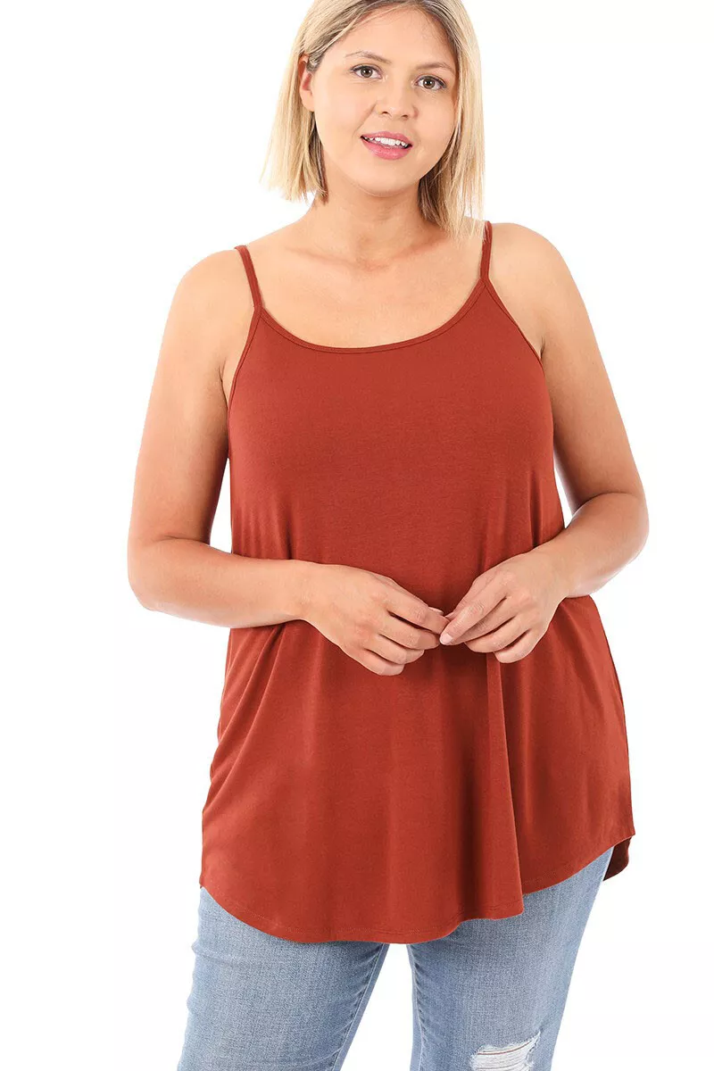 (ZENANA) Front-Back Reversible (Vneck-ScoopNeck Reversible) Spaghetti ...