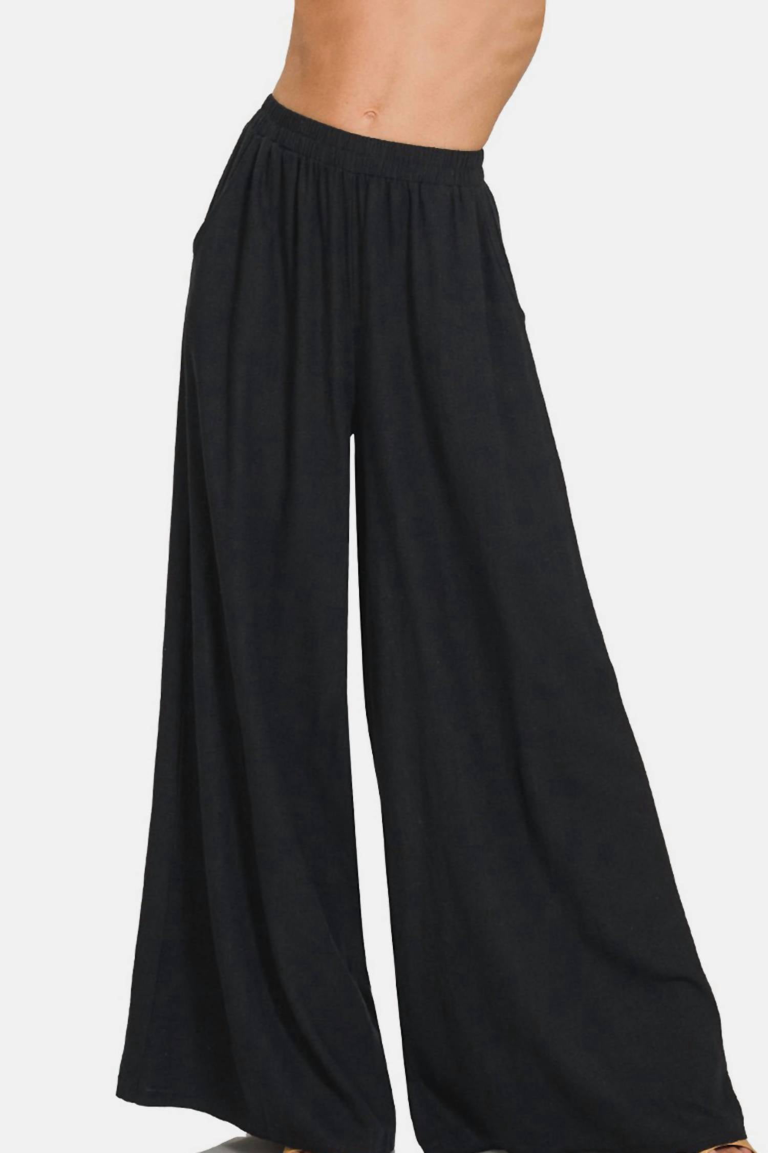ZENANA Pleated Linen Blend Wide Leg Pants - Walmart.com