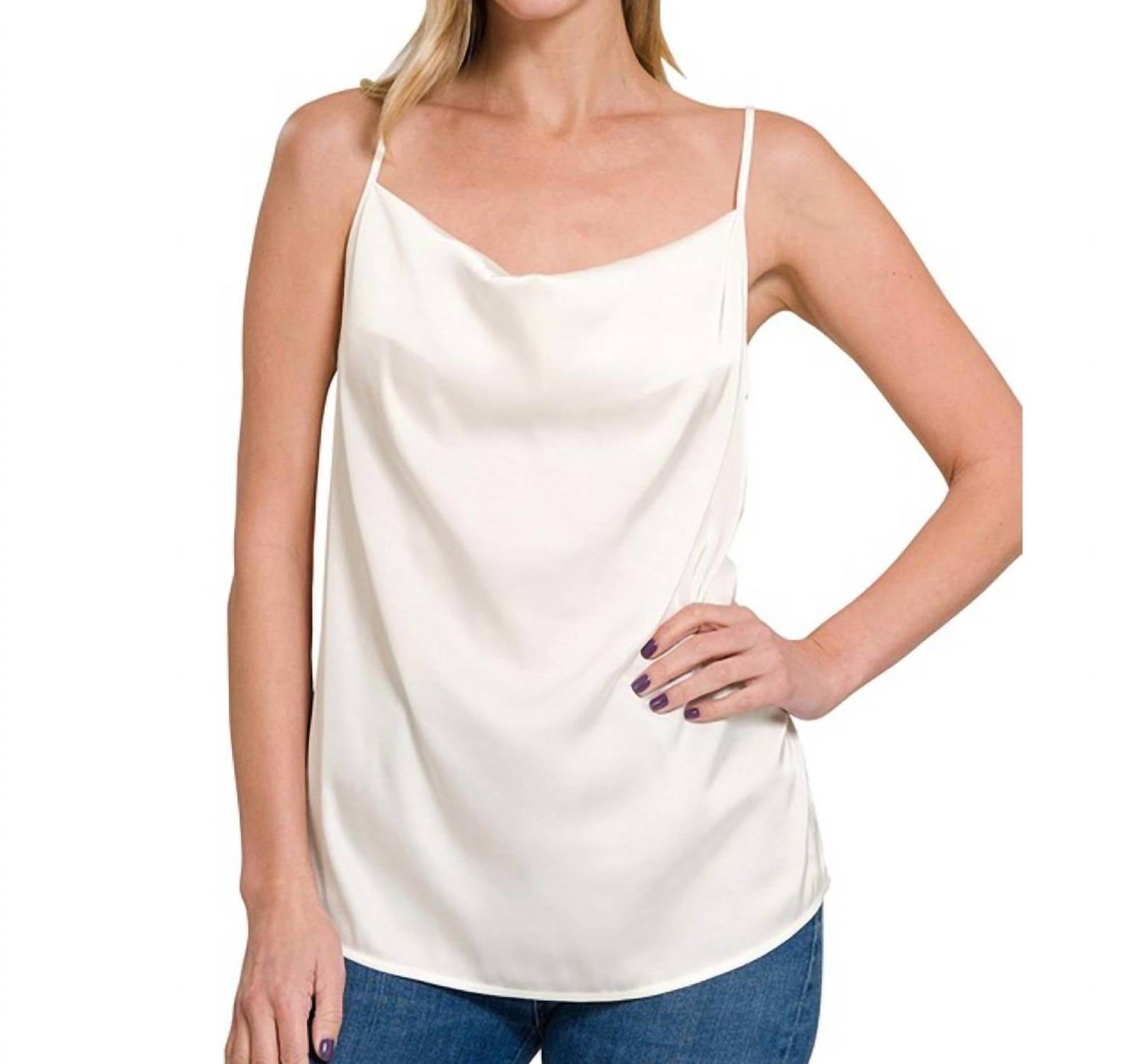 Zenana Satin Charmuese Cowl Neck Cami - Walmart.com