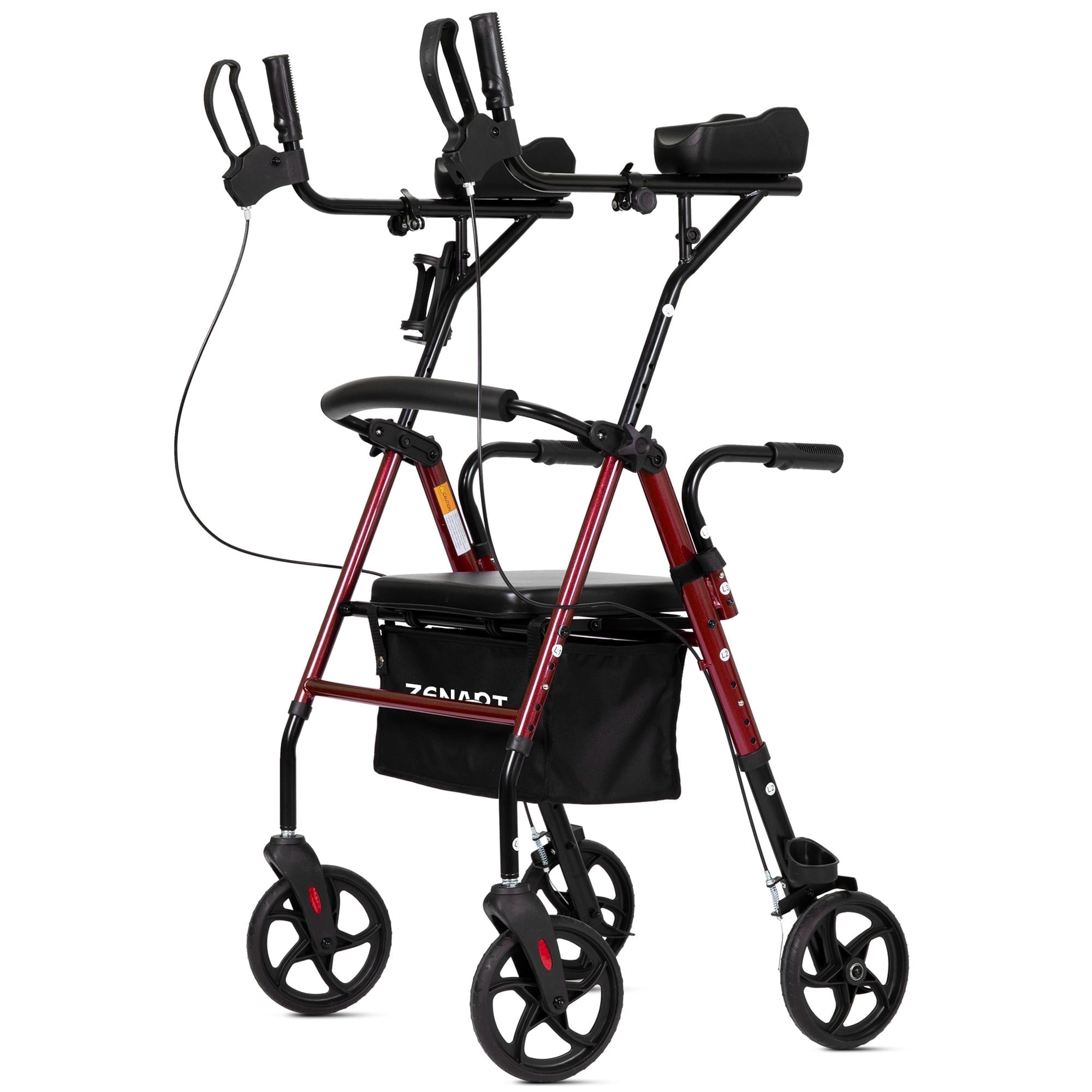 ZENART Upright Rollator Walker, Foldable Mobility Aid with Padded Seat ...