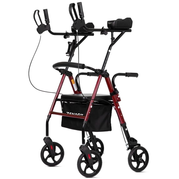 ZENART Upright Rollator Walker, Foldable Mobility Aid with Padded Seat ...