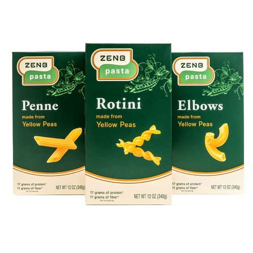 ZENB Plant Based Rotini, Elbow, and Penne Variety Pack Pasta - Made From 100% Yellow Peas ...