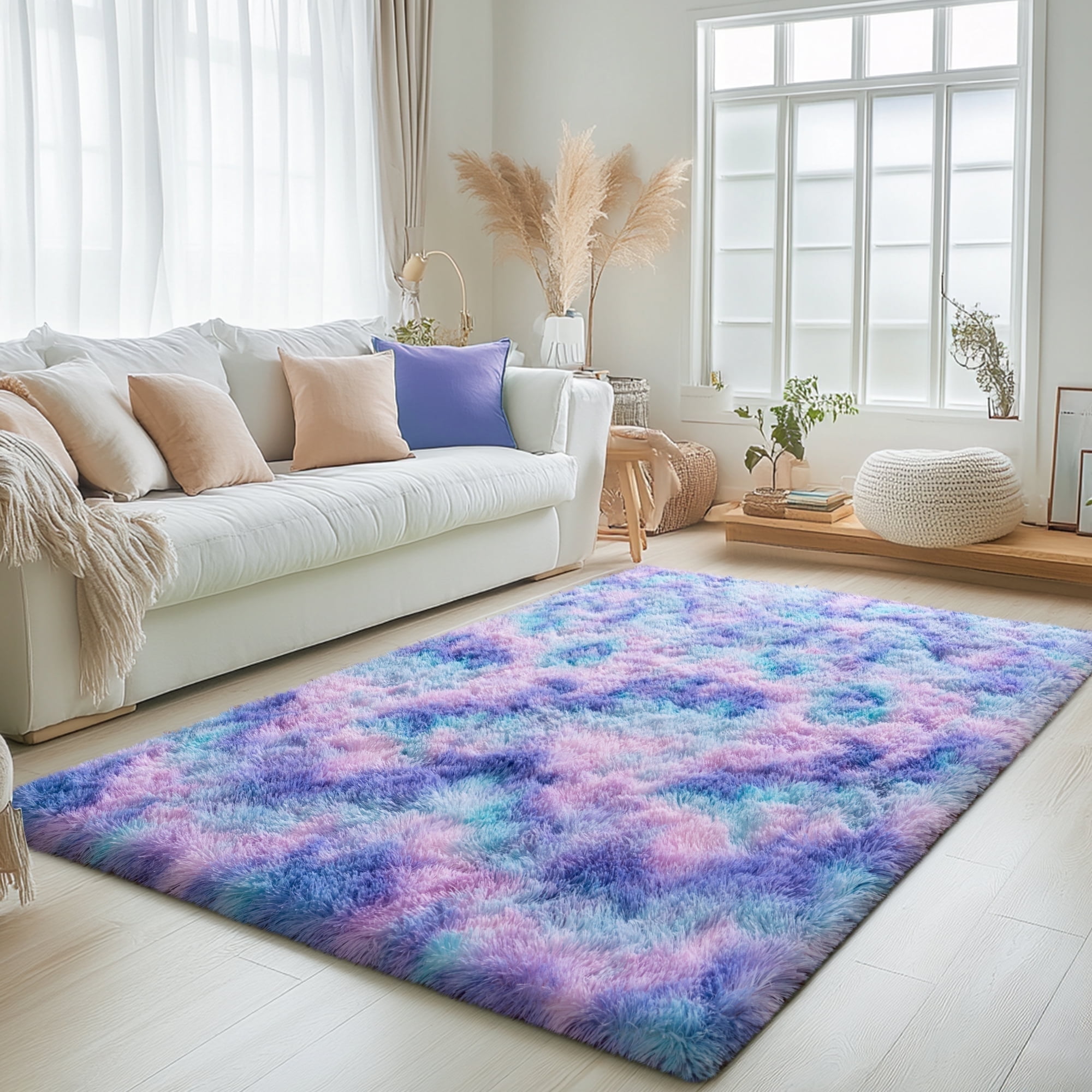 ZENELESS Fluffy Area Rugs for Living Room,4x6 Shag Rectangular Carpets ...