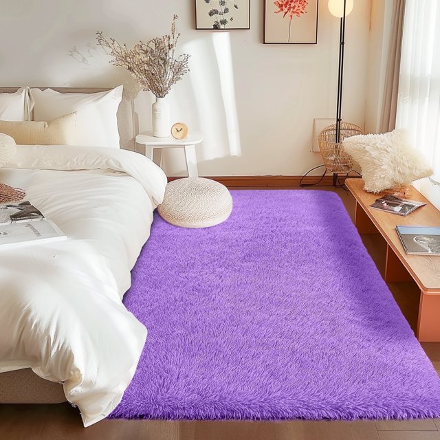 ZENELESS Solid Shag Collection Rug,5x7ft Lilac Fluffy Area Rugs Perfect ...