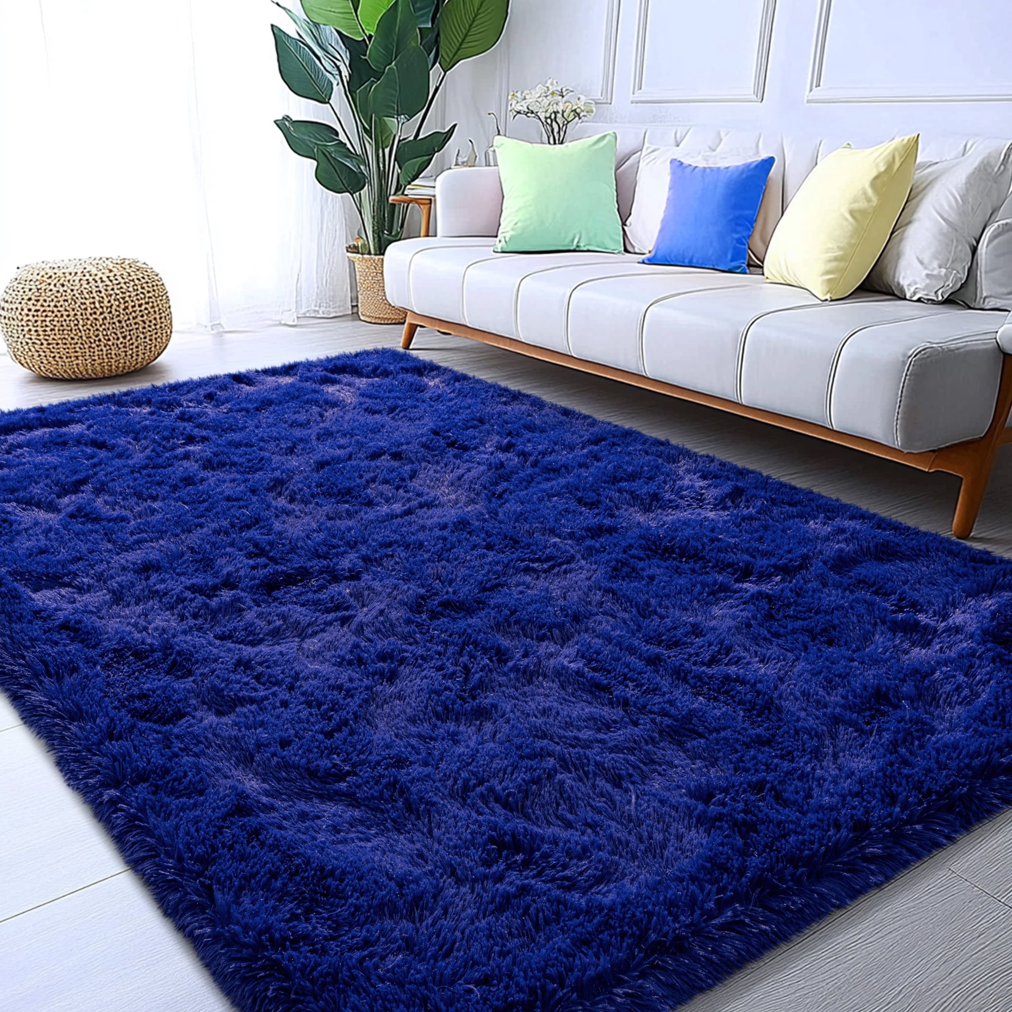 ZENELESS Super Soft Fluffy Rug for Bedroom,6x9 Blue Anti-Skid Plush ...