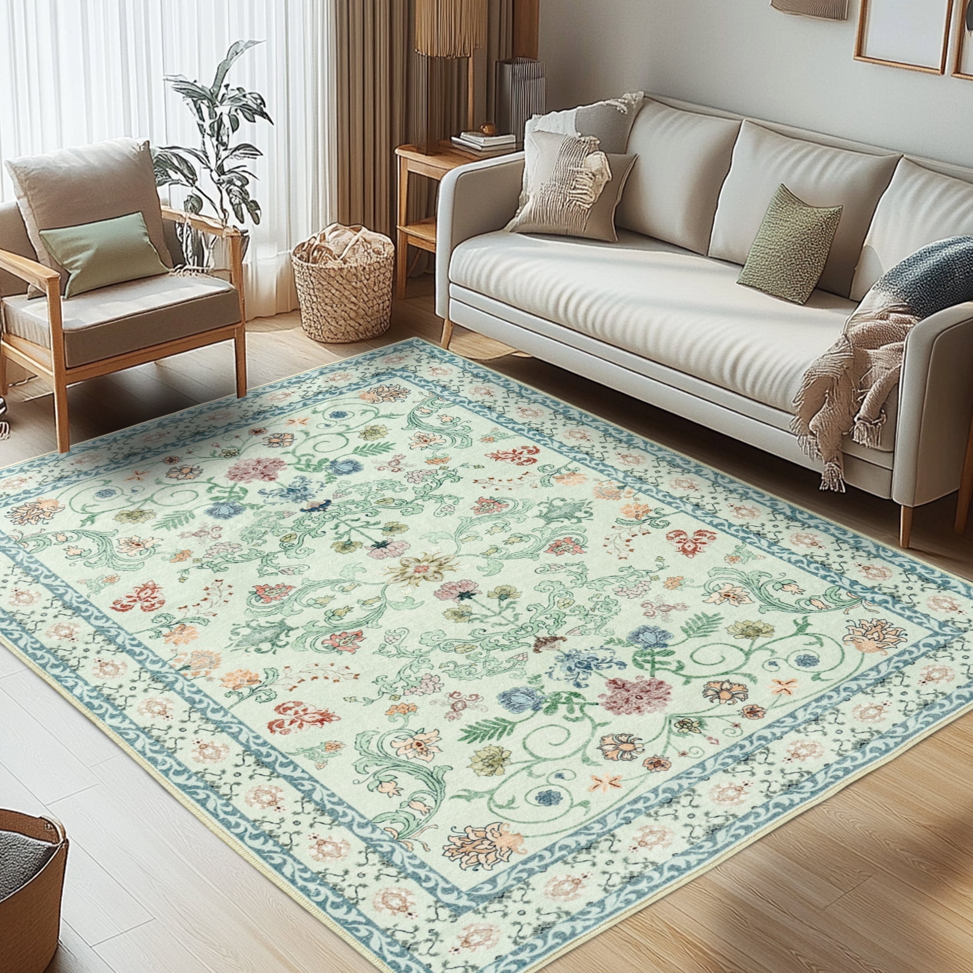 ZENELESS Washable Area Rug,4x6 Non-Slip Foldable Ultra-Thin Soft Carpet ...