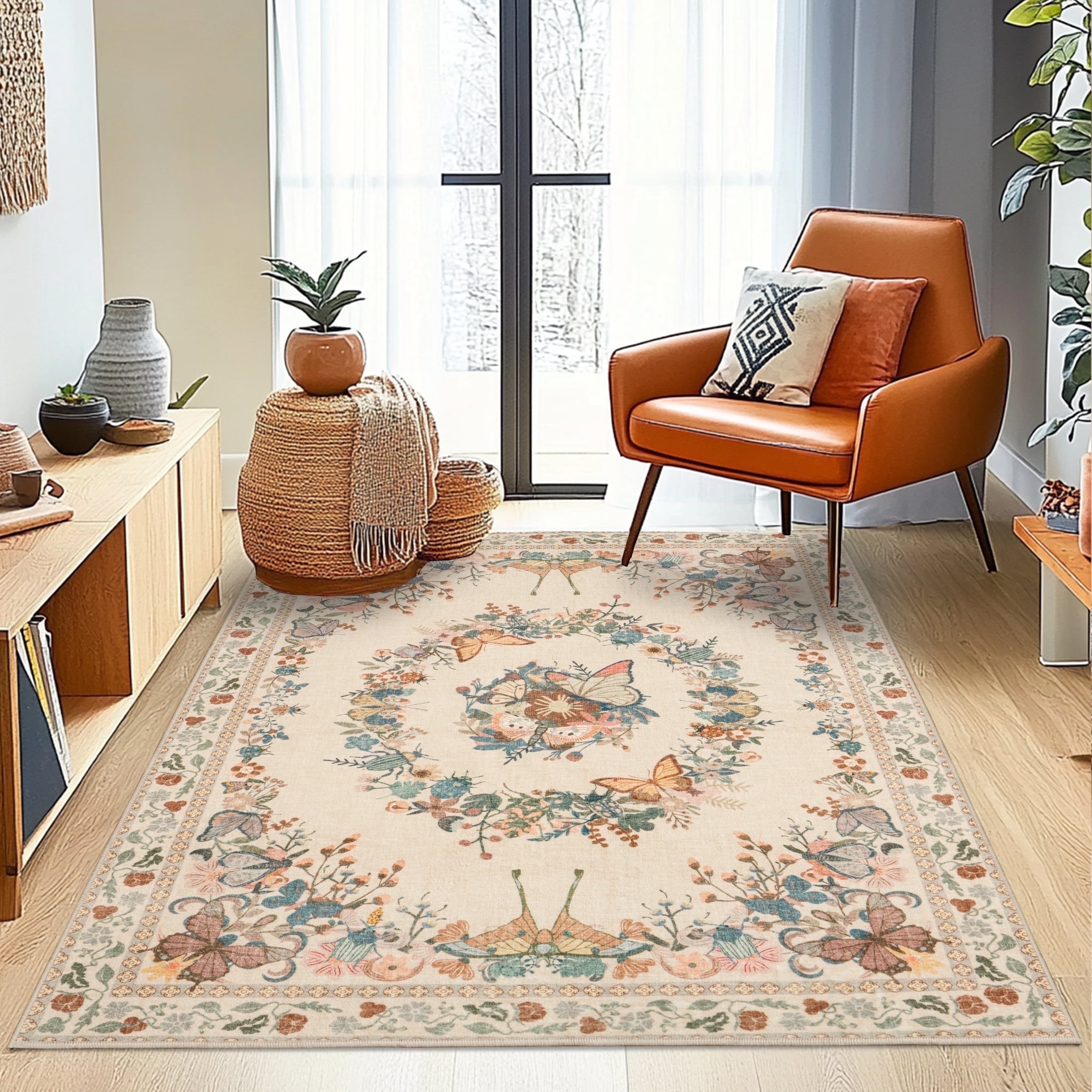 ZENELESS Washable Rugs for Living Room,4x6ft Low Pile Non Slip Modern ...