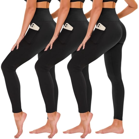 ZENFLX 3 Pack Leggings with Pockets for Women,High Waisted Tummy ...