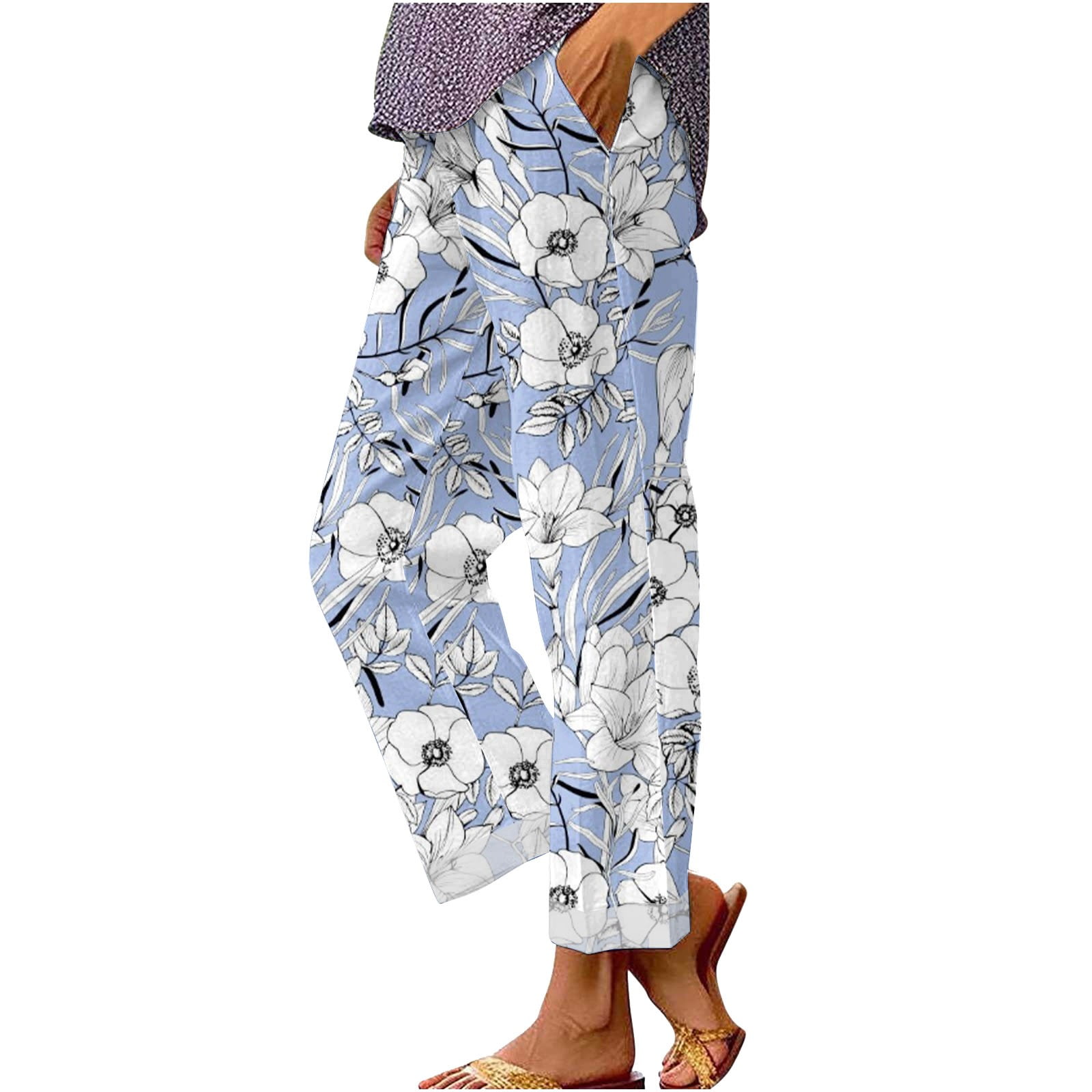 ZENFULYQE 2024 Womens Summer Pants Wide Leg White Pants for Women ...