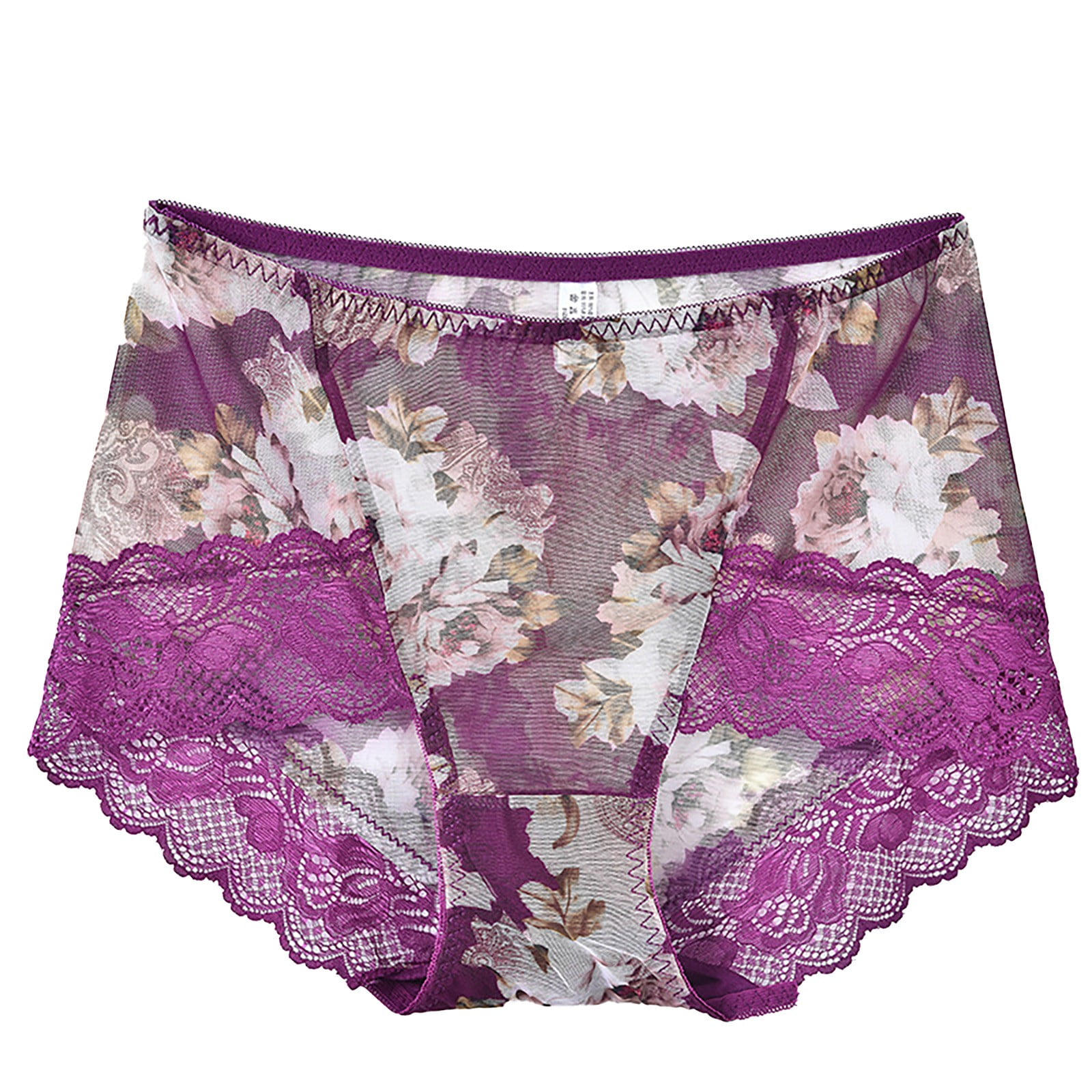 ZENJIAH Women's Seamless Mesh Underwear High-Waisted Retro Print No ...