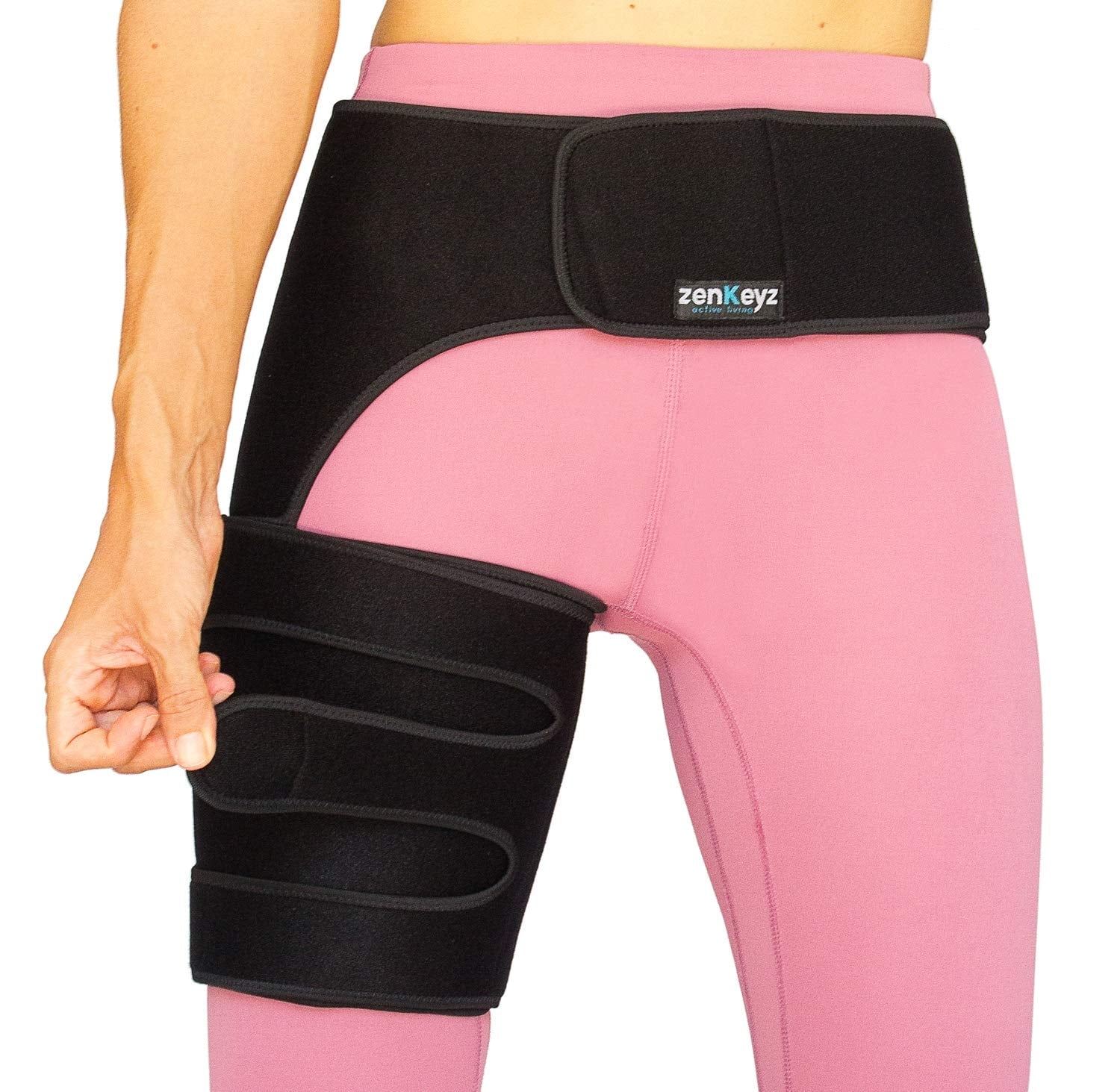 ZENKEYZ Groin Support and Hip Brace, Copper Compression, Black, Left ...