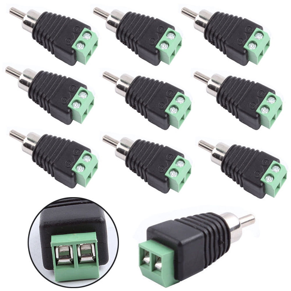 ZENMELE 10x Phono Speaker Wire cable to Audio male RCA Adapter ...