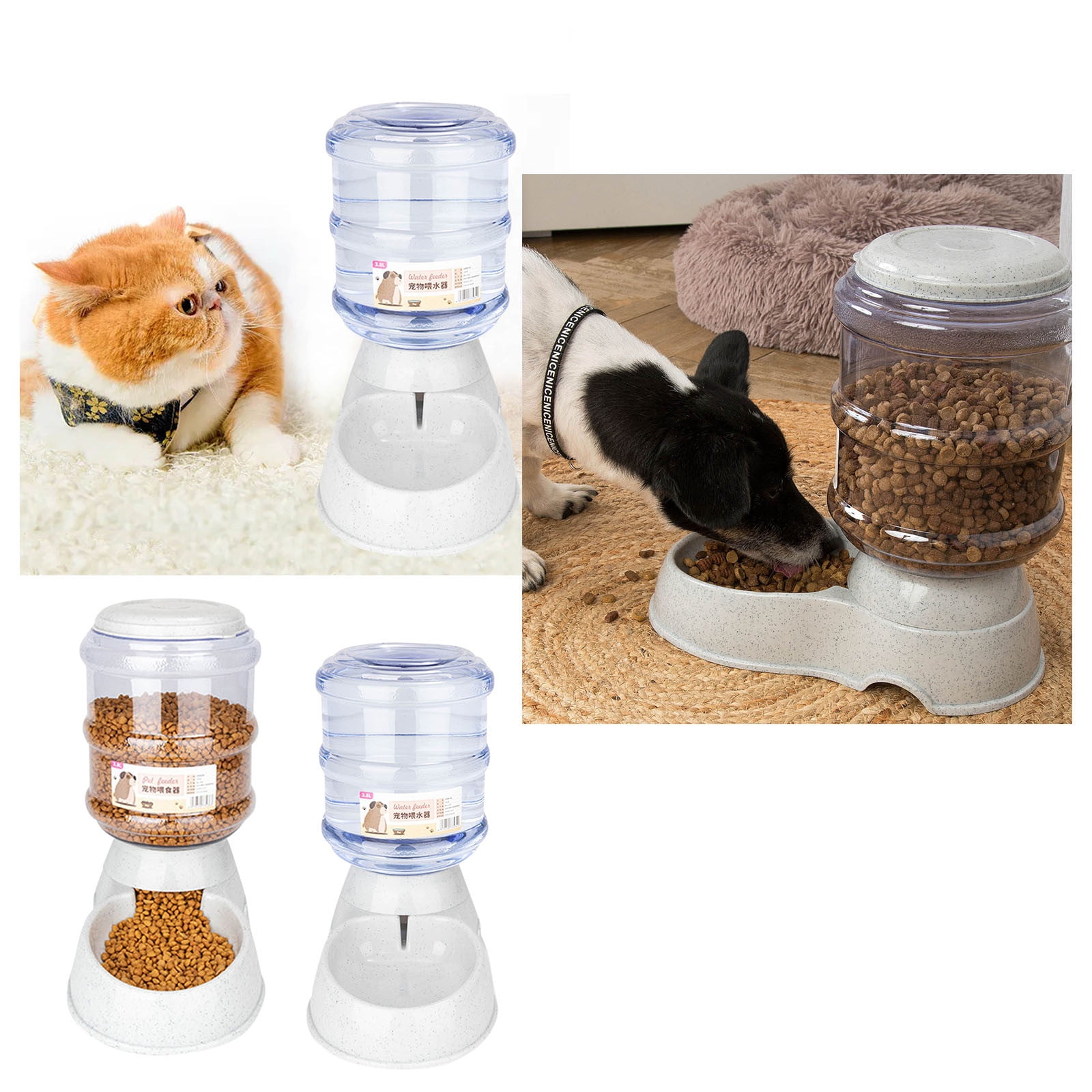 ZENMELE 2PCS Automatic Self Dispensing Pet Feeder Durable Self ...