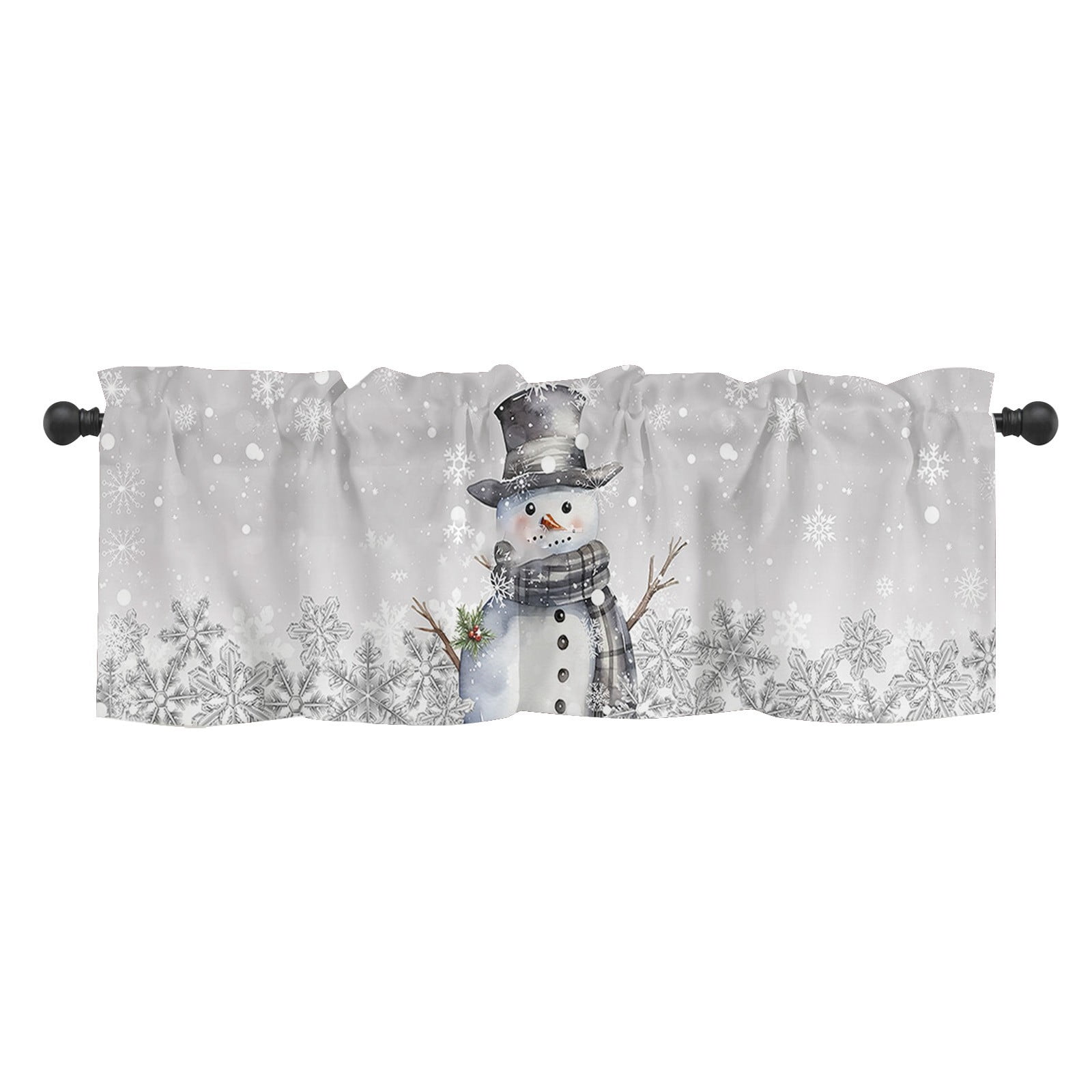 ZENMELE Curtain Red Christmas Tree Snowman Snowflake Christmas ...