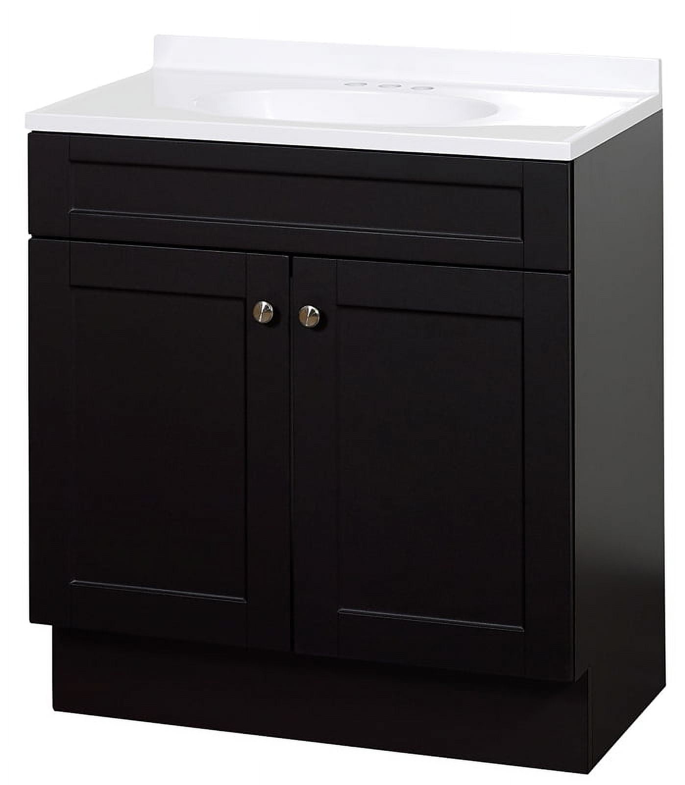 Zenith Home 2-Door Shaker Vanity with Top, Wood, Espresso, Cultured ...