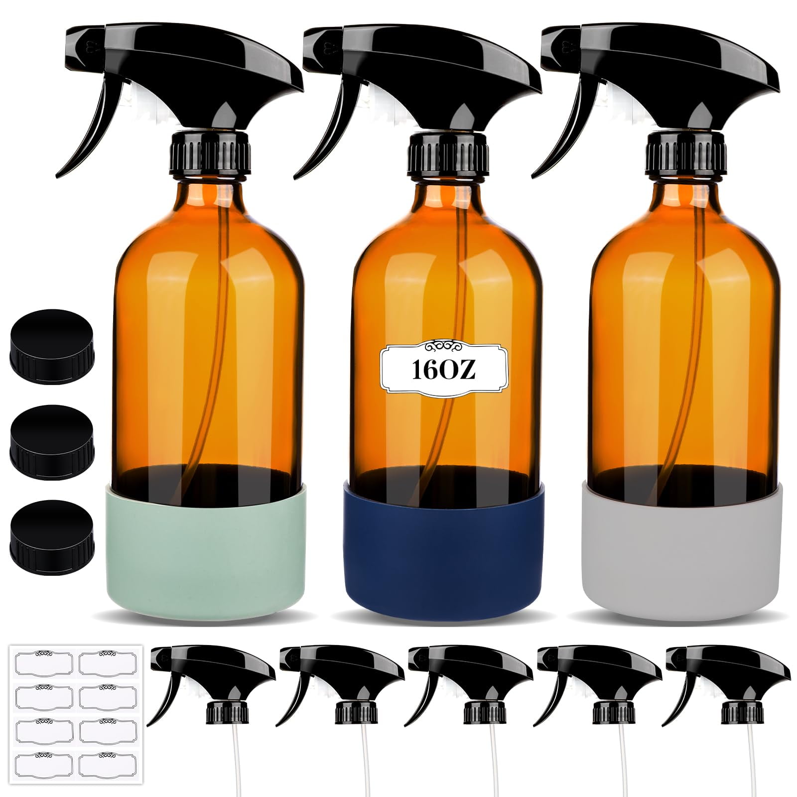 ZENOWICK 3 Pack/16 Oz JKF25 Glass Spray Bottles, Refillable Empty ...