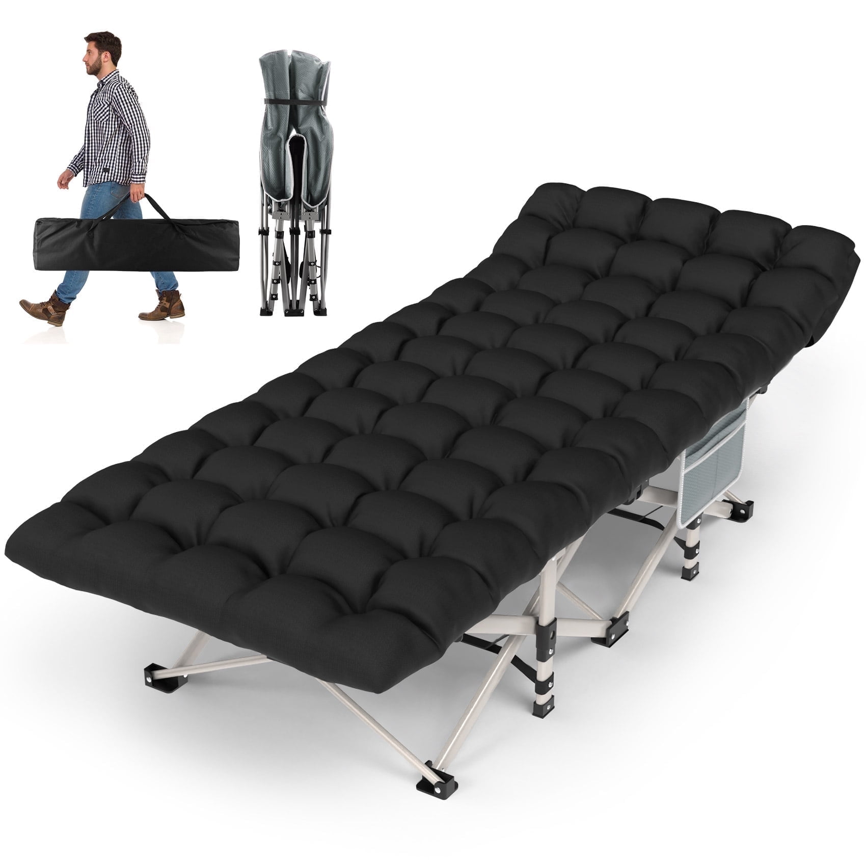 ZENPETIO 28" XL Folding Camping Cot for Adults Sleeping Bed with ...