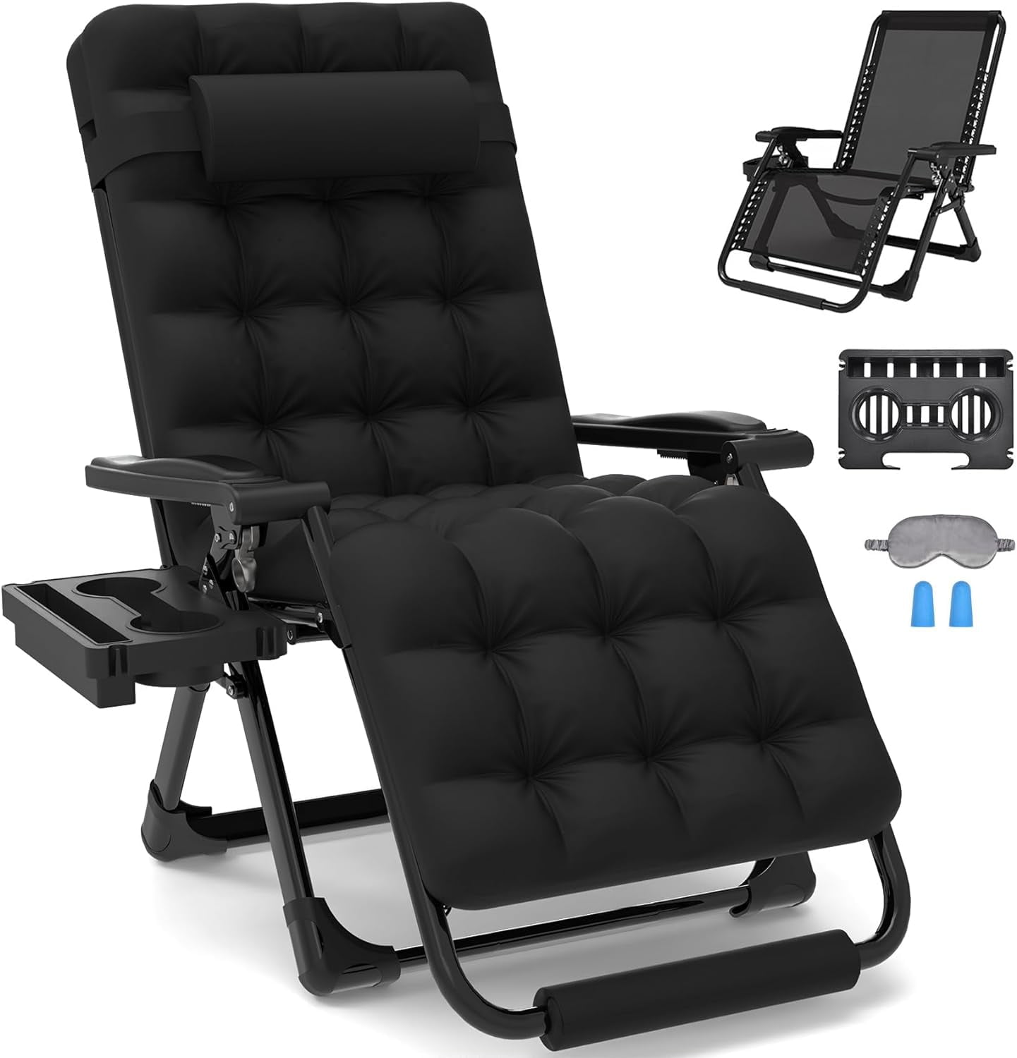 ZENPETIO Folding 26" Wide 440lbs Zero Gravity Chairs Recliner w/ Foot ...