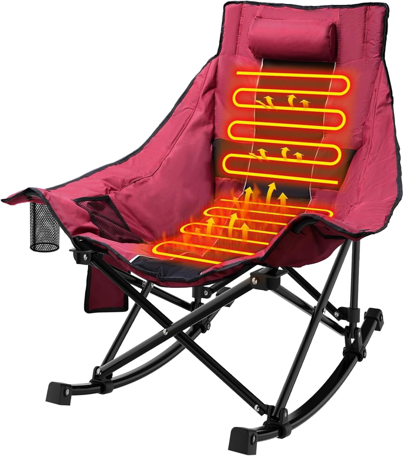 ZENPETIO Oversized 330lbs Capacity Outdoor Heated Rocking Chair with 3 ...