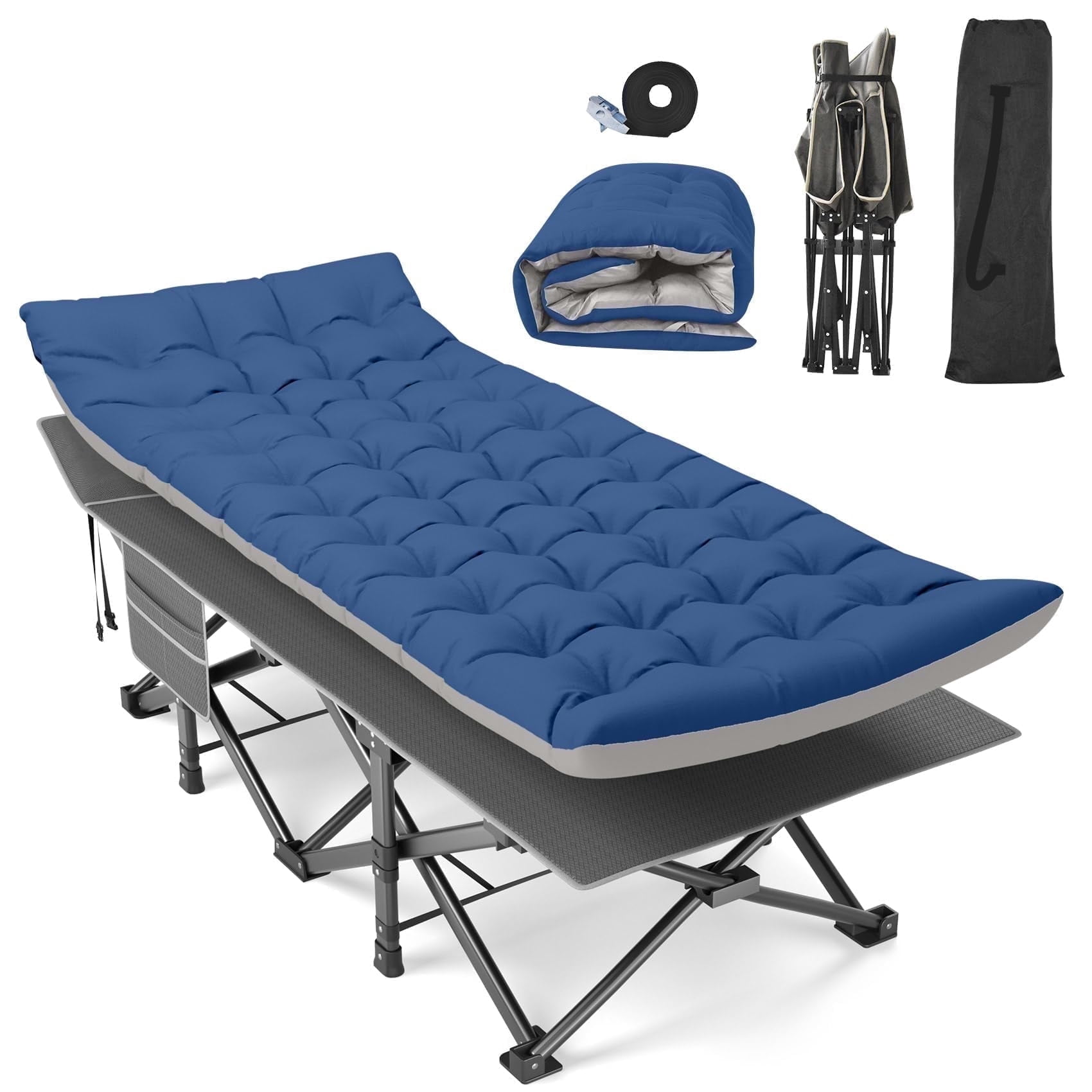 ZENPETIO Oversized XXL 32" Folding Camping Cot for Adults Outdoor ...