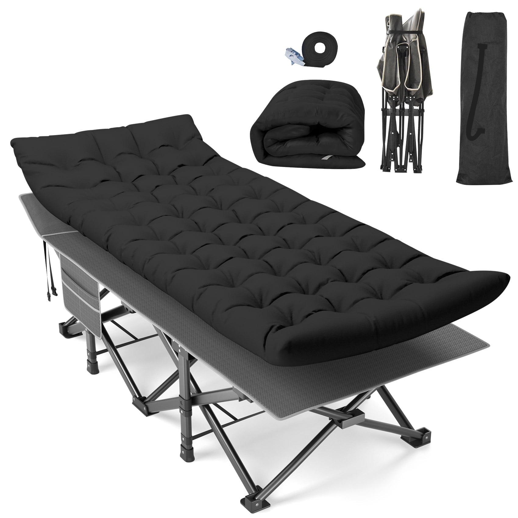 ZENPETIO Oversized XXL 32" Folding Camping Cot for Adults Outdoor ...