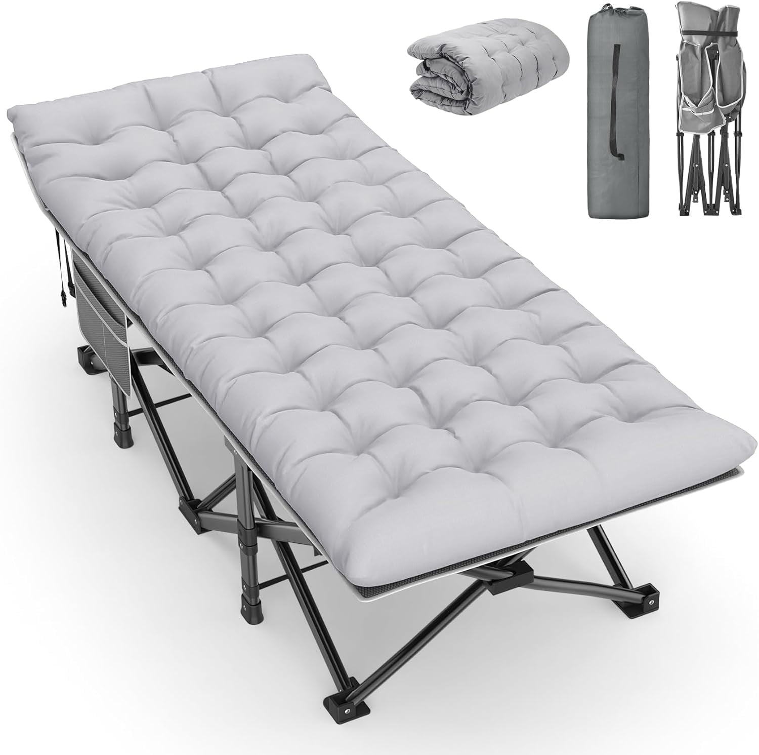 ZENPETIO Oversized XXL 32" Folding Camping Cot for Adults Outdoor ...