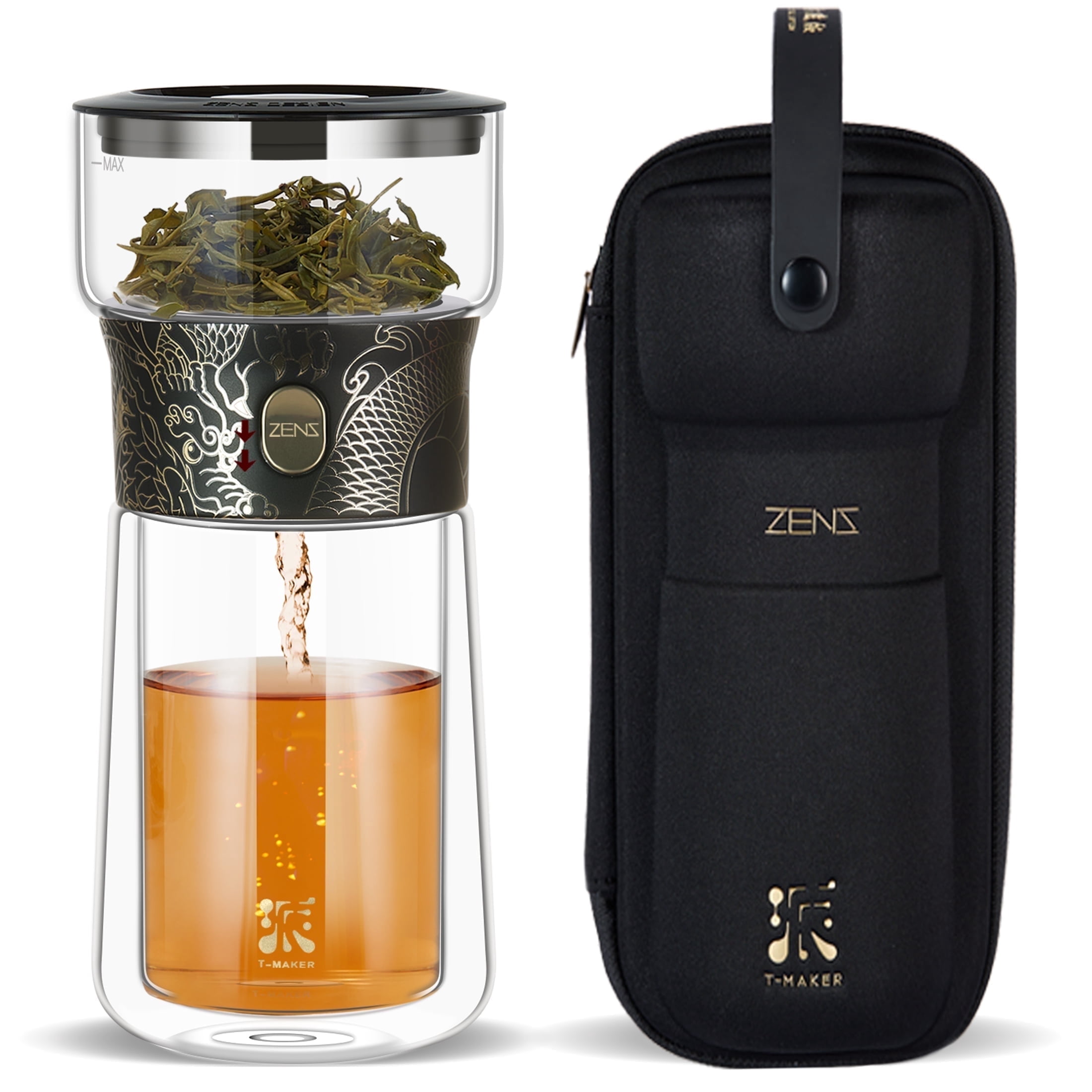 ZENS Cool Glass Teapot with Infuser, Smart One Touch Tea Maker for ...