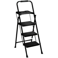 ZenStyle 4 Step Ladder, Folding Steel Step Stool, Rubber-Gripped Steps ...