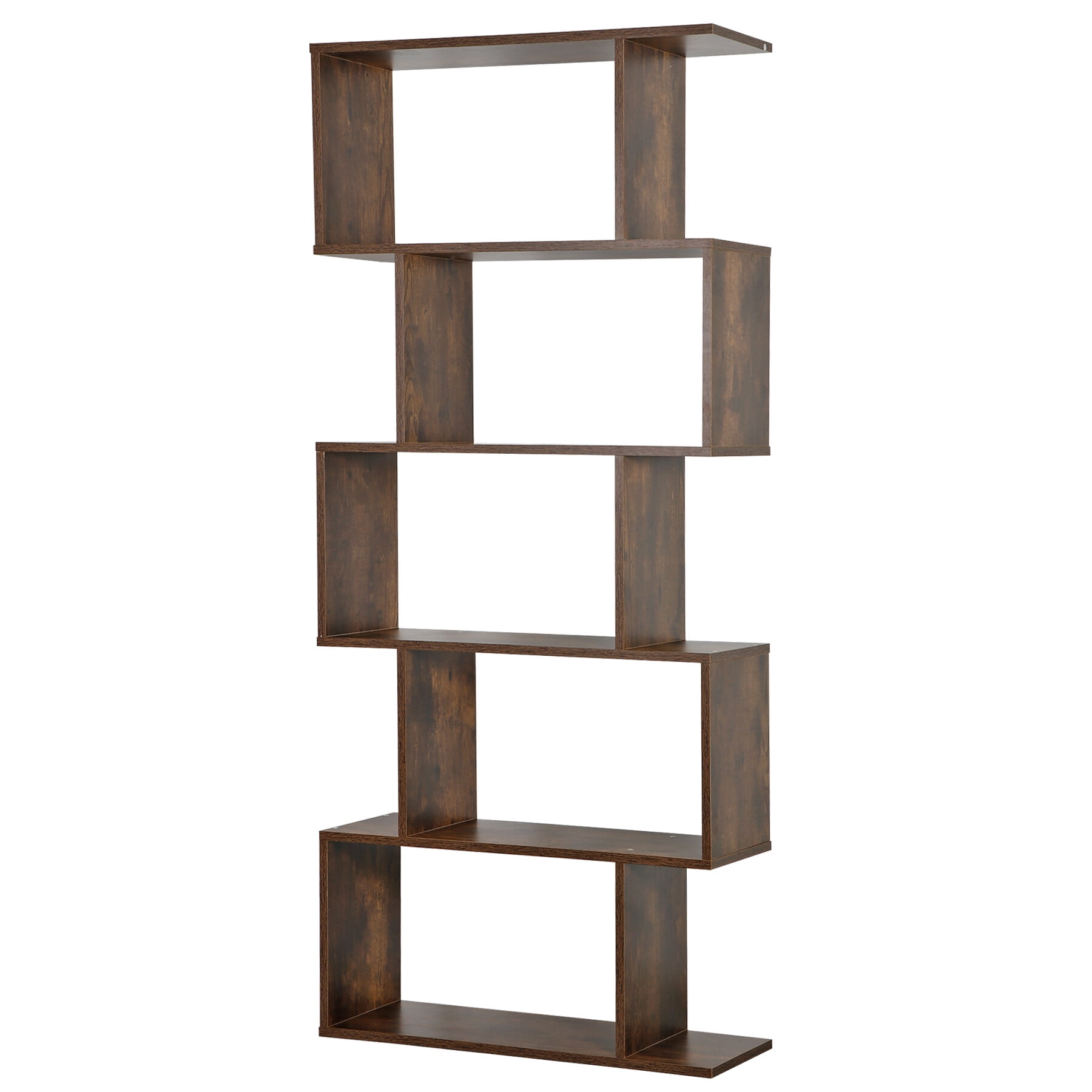 ZENSTYLE 5-Tiers Bookshelf Display Storage Shelf Natural Freestanding ...