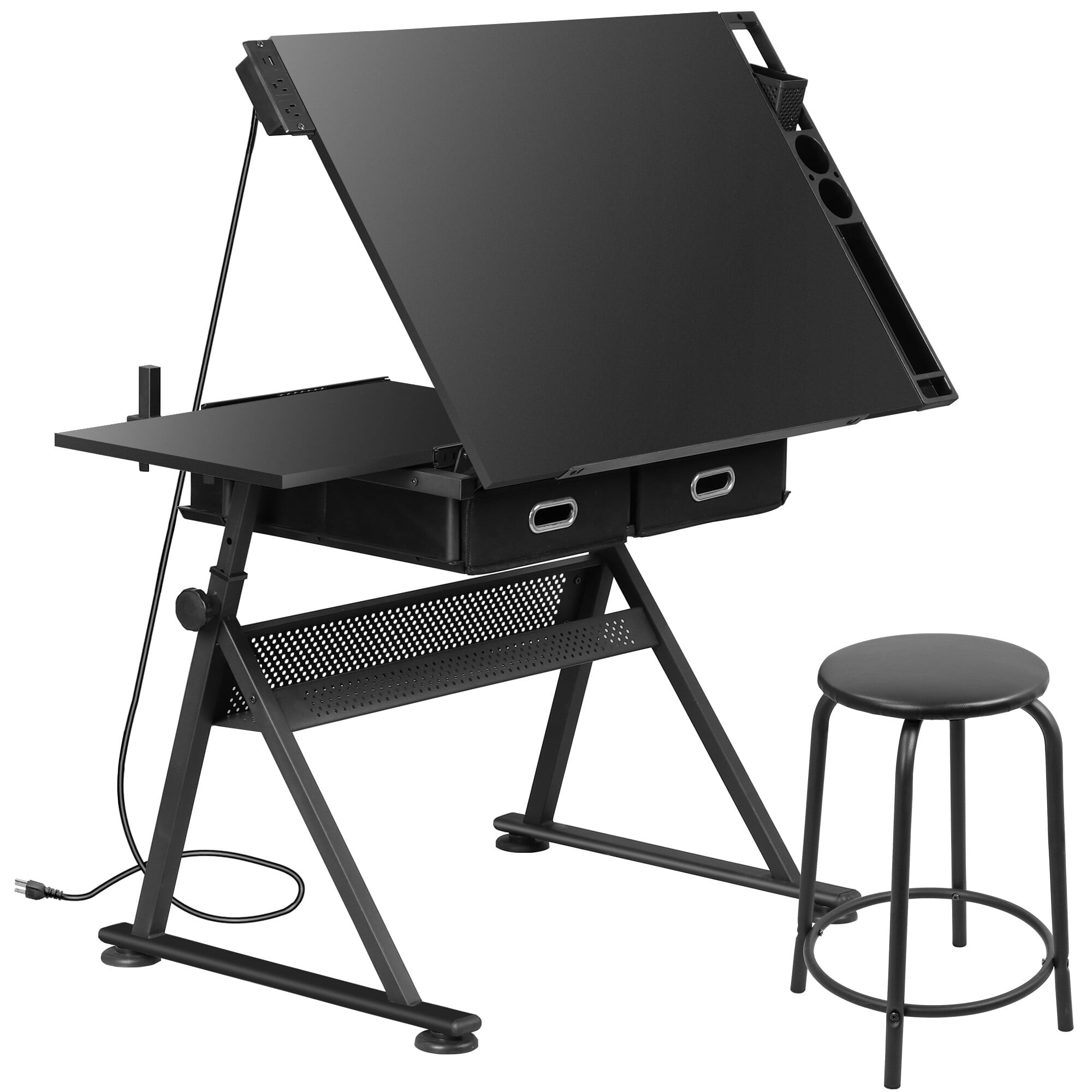 ZENSTYLE Drafting Table Wooden Drawing Desk Craft Station Artist W ...