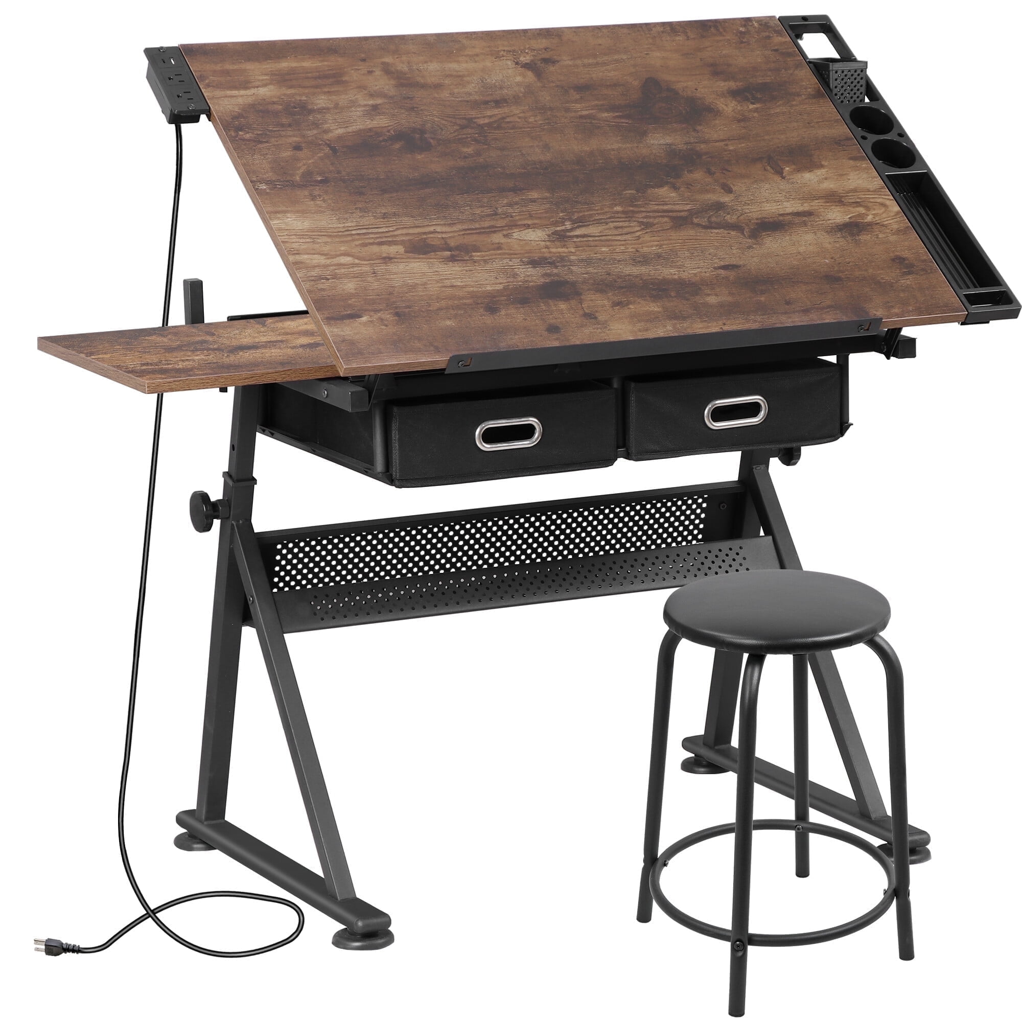ZENSTYLE Drafting Table Wooden Drawing Desk Craft Station Artist W ...